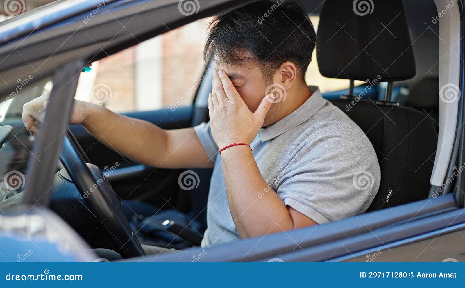 Tired Driving Car at Street Stock Photo - Image of vehicle, expression ...