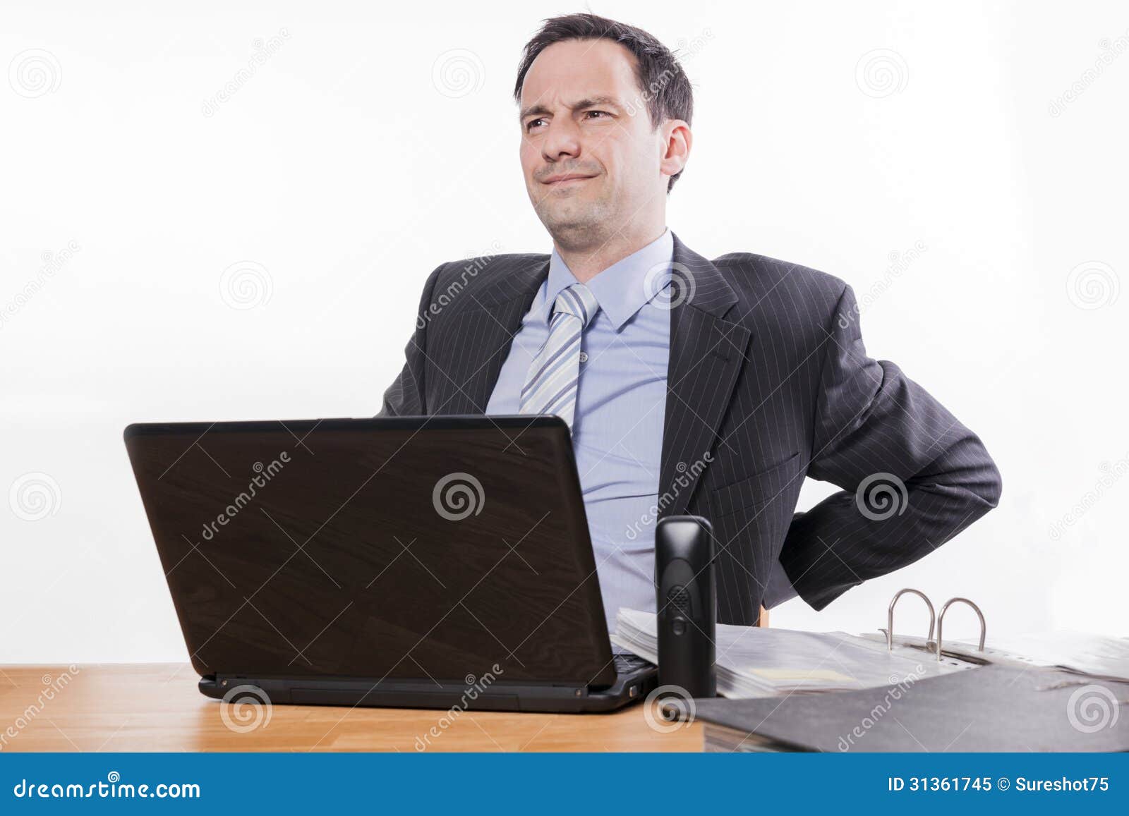 Tired Employee Having Back Pain Stock Image - Image of blue, manager ...