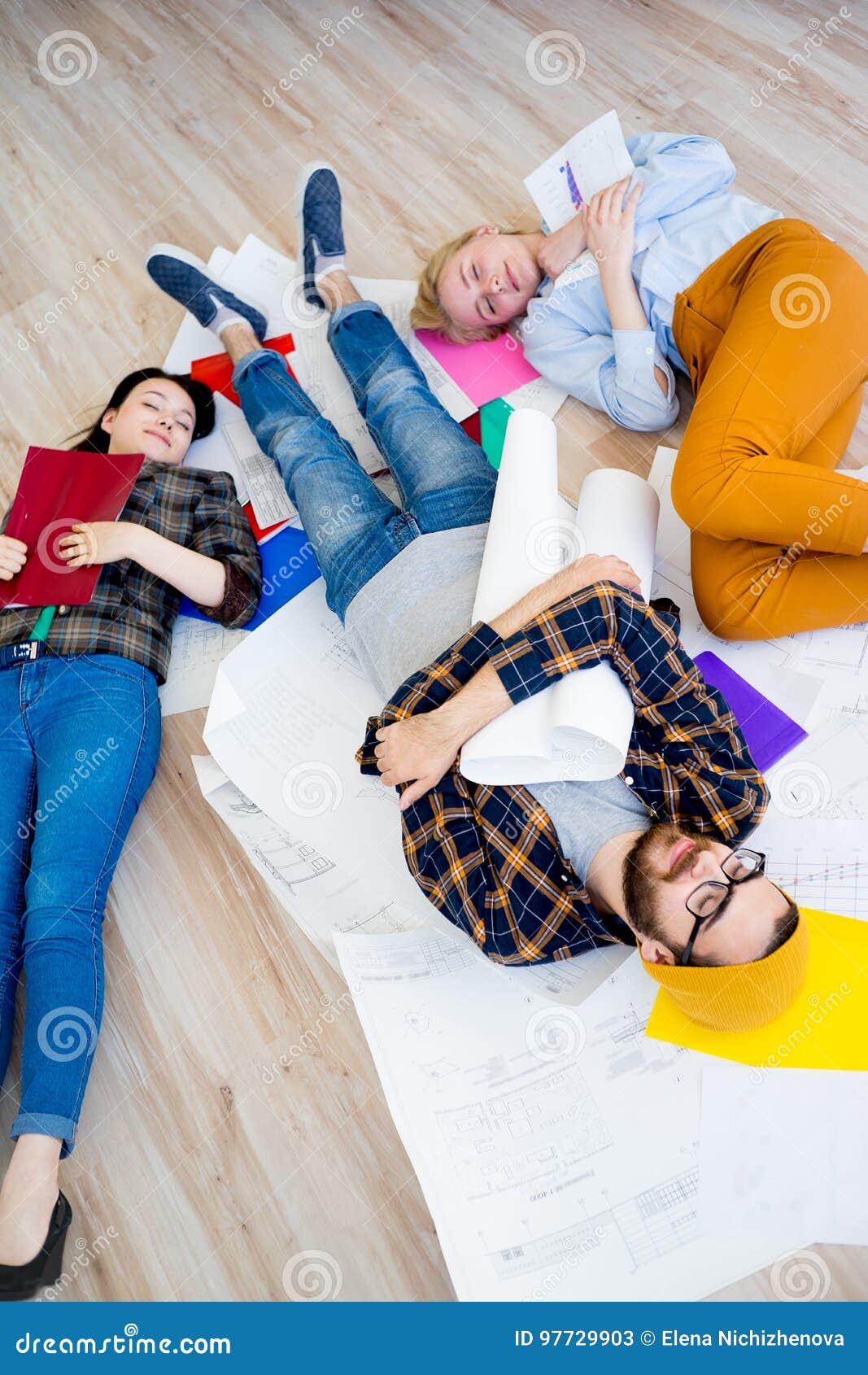 Tired employees sleeping stock image. Image of ideas - 97729903