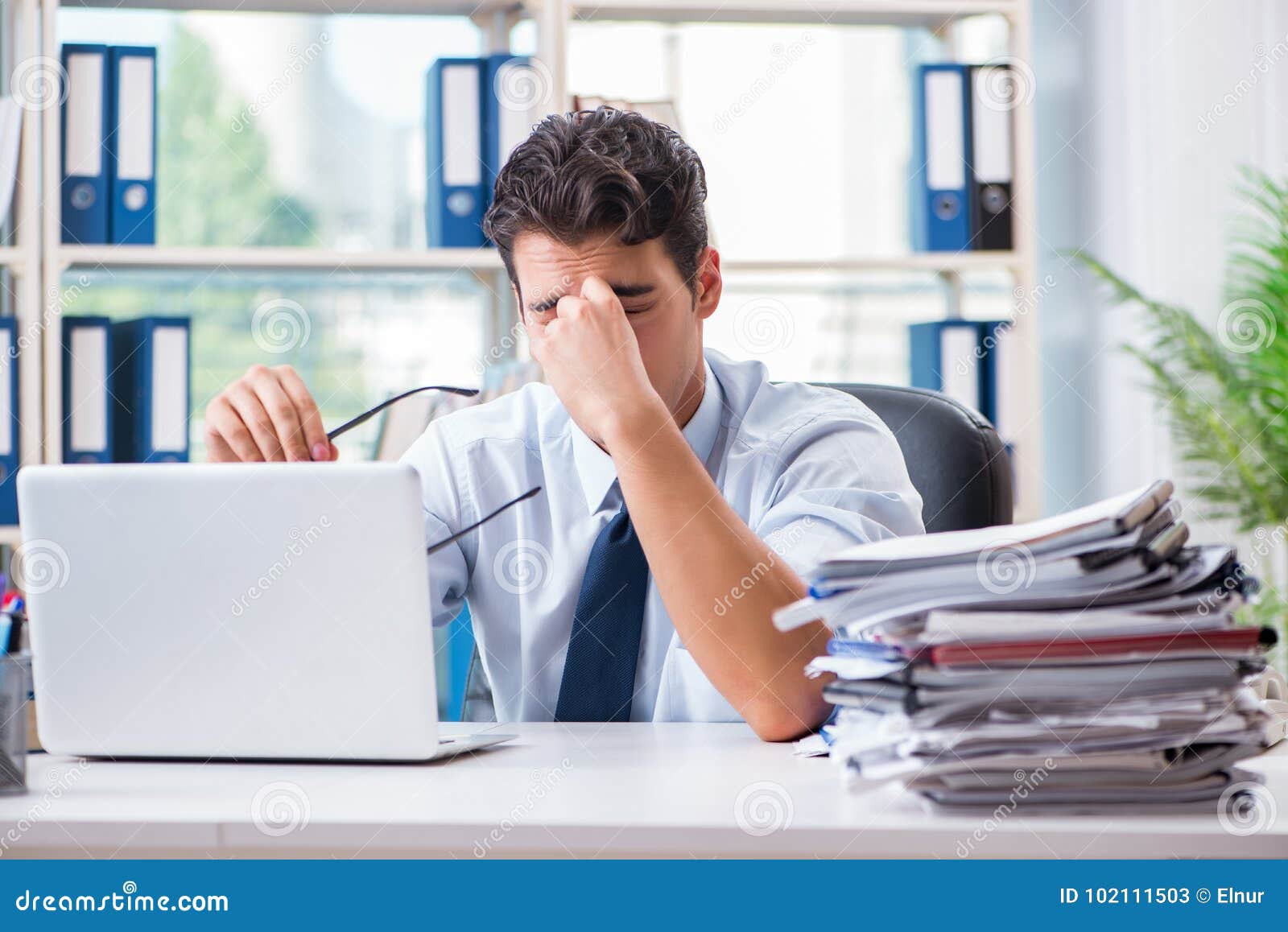 The Tired Exhausted Businessman Sitting in the Office Stock Image ...