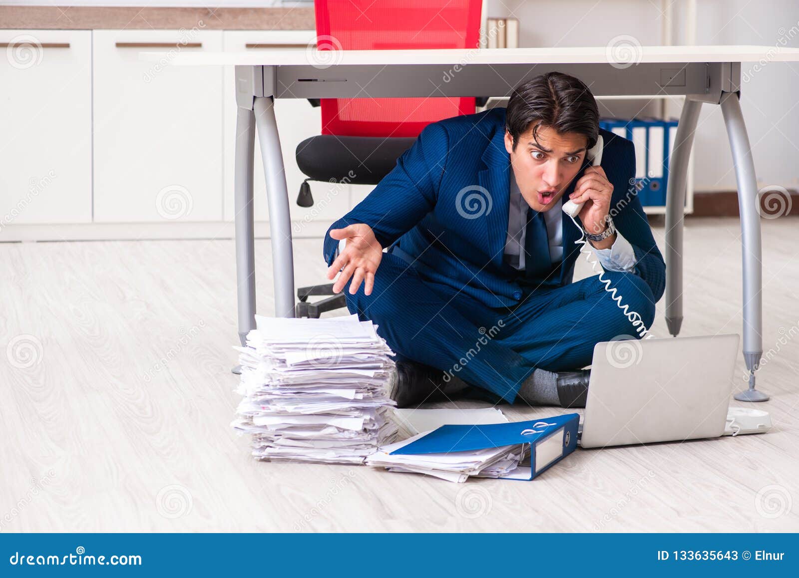 The Tired Exhausted Businessman Working Overtime in Office Stock Image ...