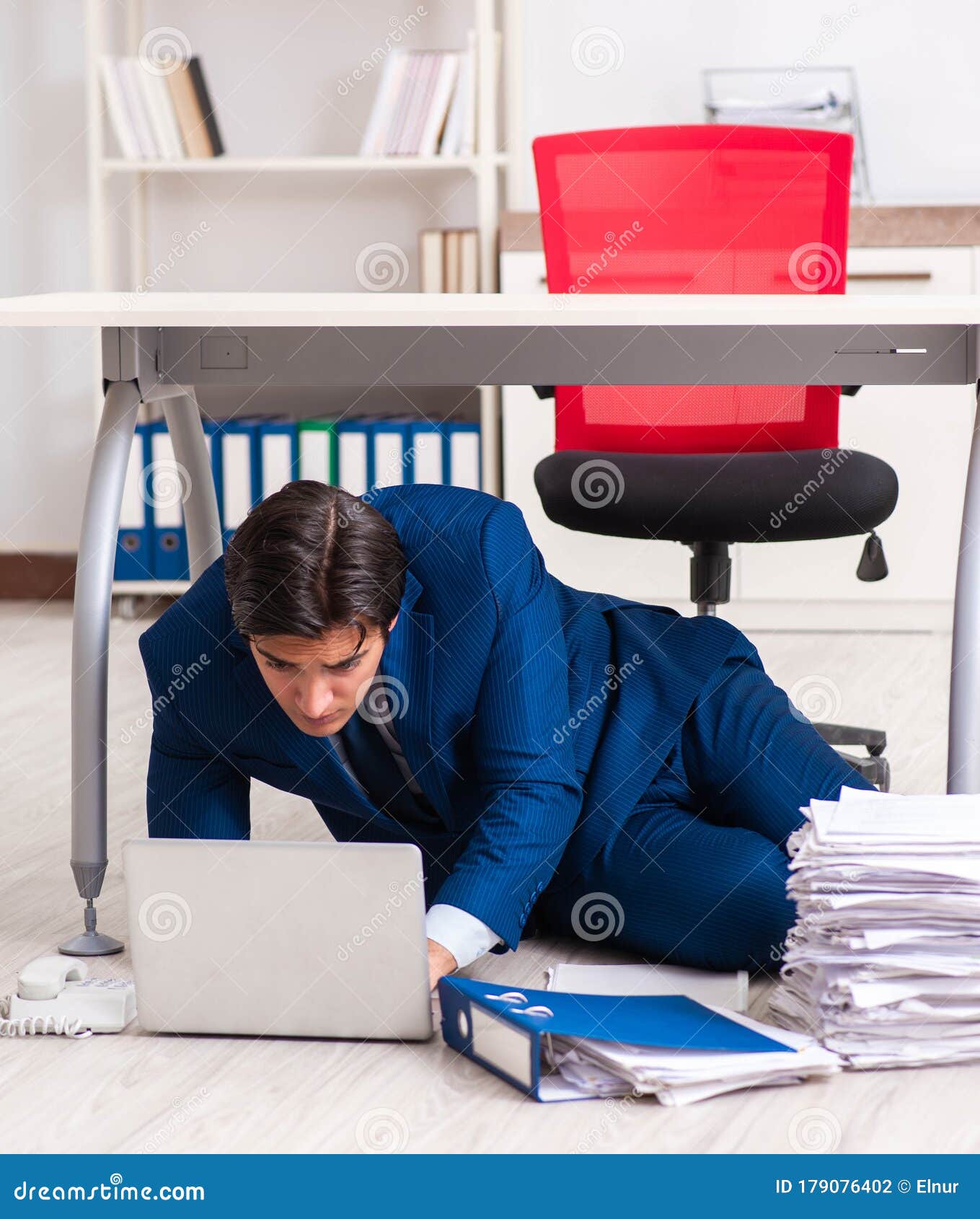 Tired Exhausted Businessman Working Overtime in Office Stock Photo ...