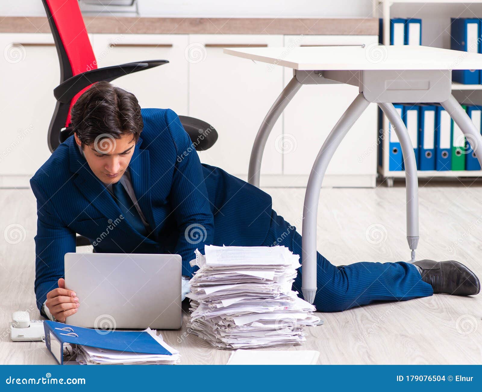 Tired Exhausted Businessman Working Overtime in Office Stock Photo ...