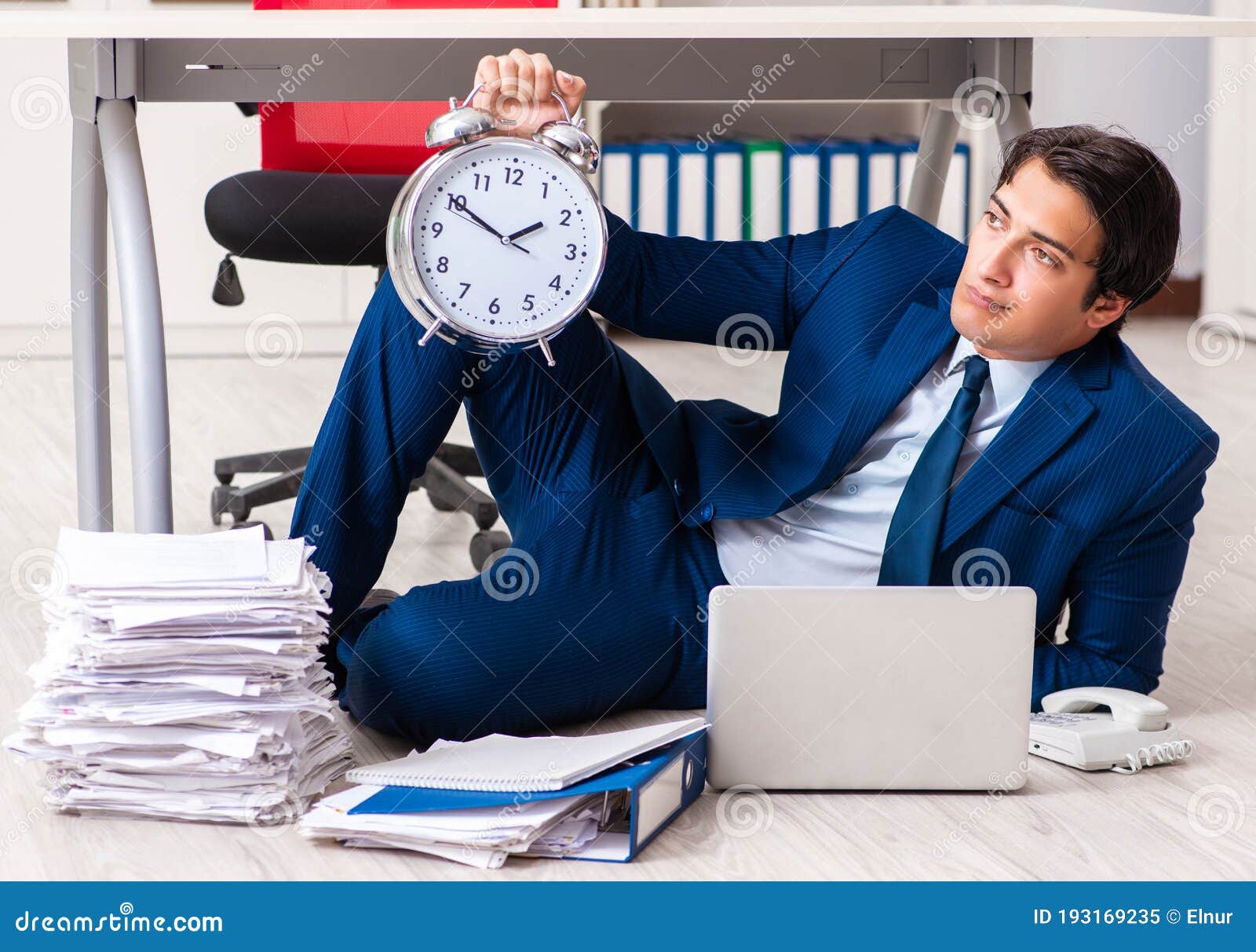 Tired Exhausted Businessman Working Overtime in Office Stock Image ...