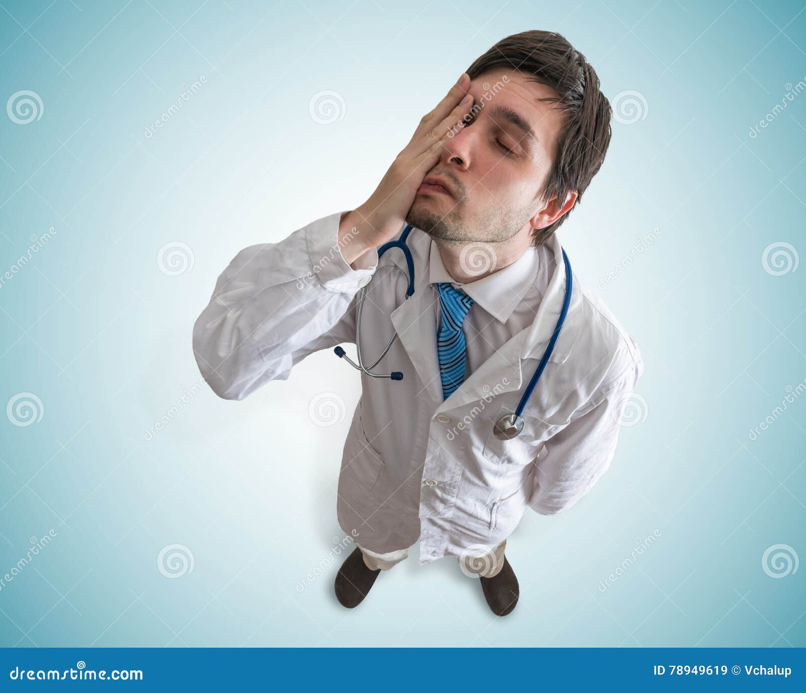 Tired and Exhausted Doctor. View from Top Stock Image - Image of ...