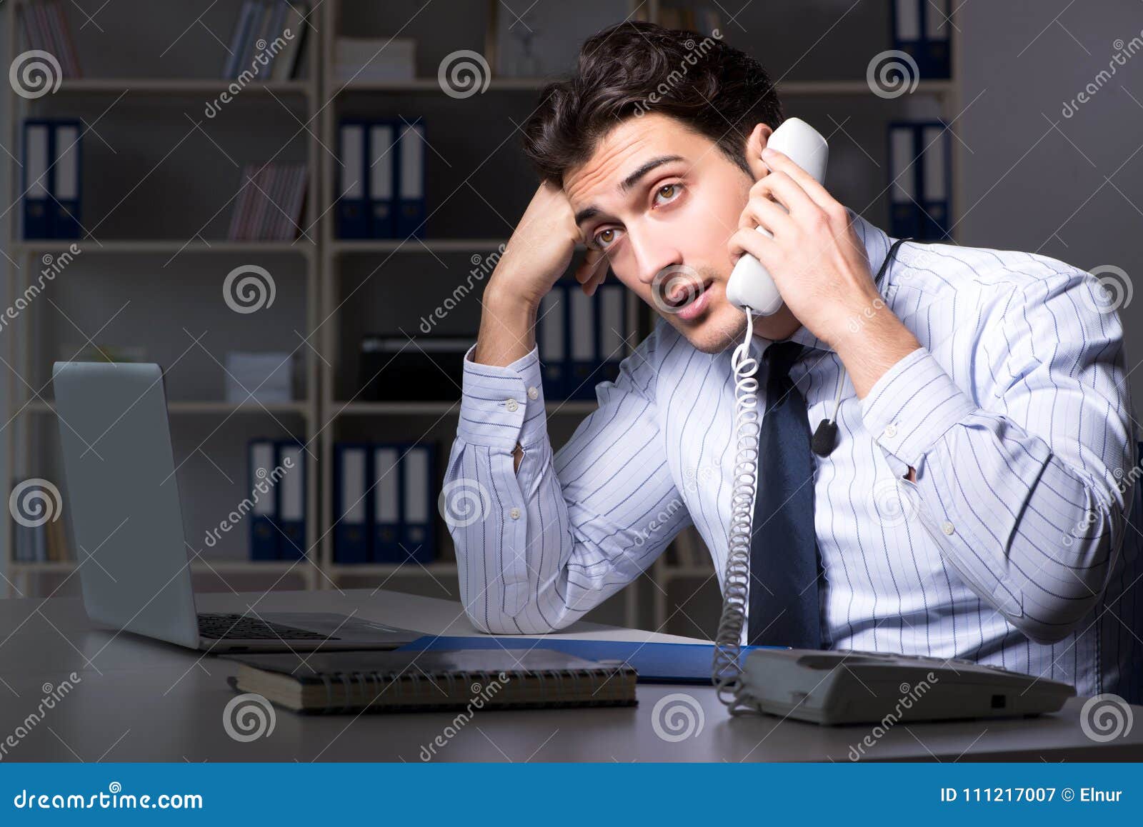 The Tired and Exhausted Helpdesk Operator during Night Shift Stock ...