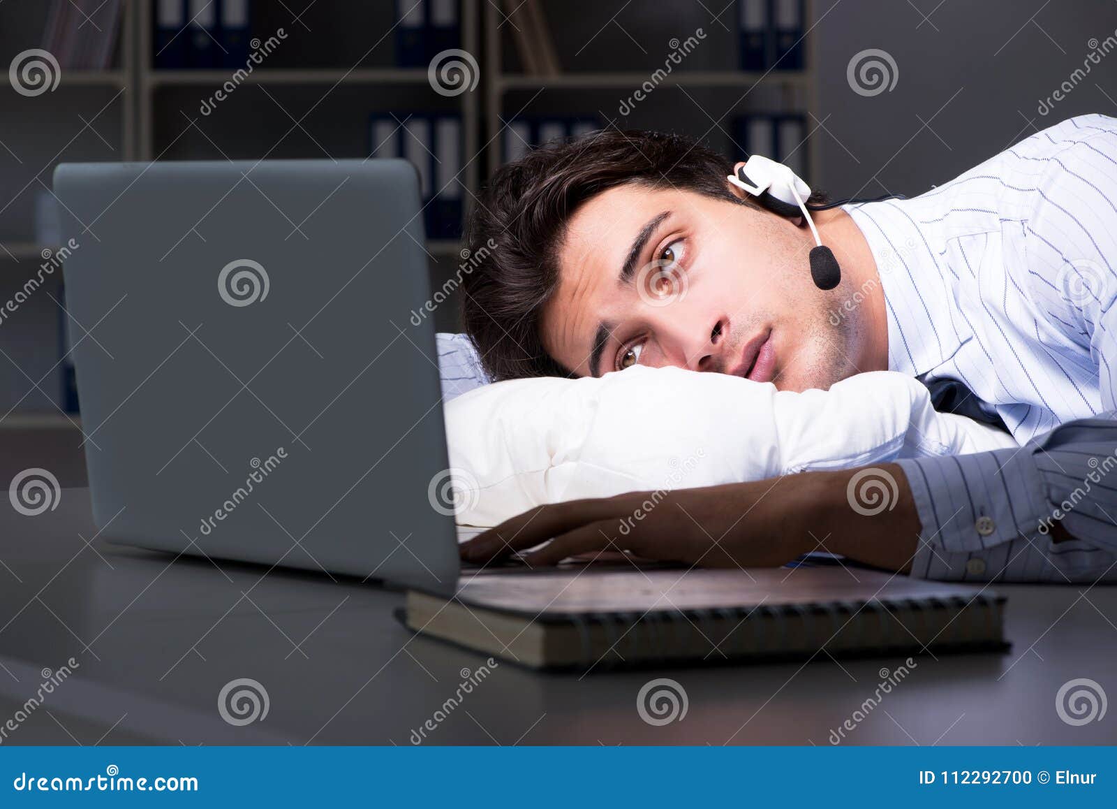 The Tired and Exhausted Helpdesk Operator during Night Shift Stock ...