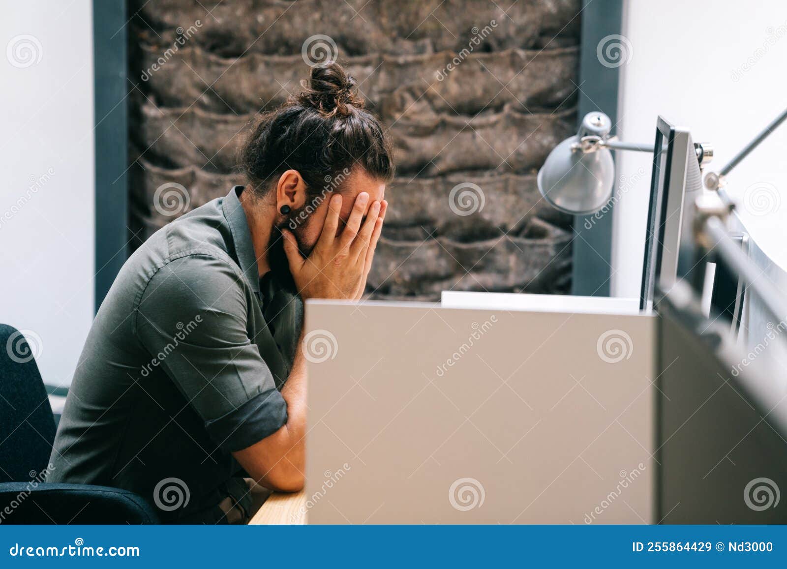 Tired Exhausted Man, Office Worker, Manager or Freelancer, Working in ...