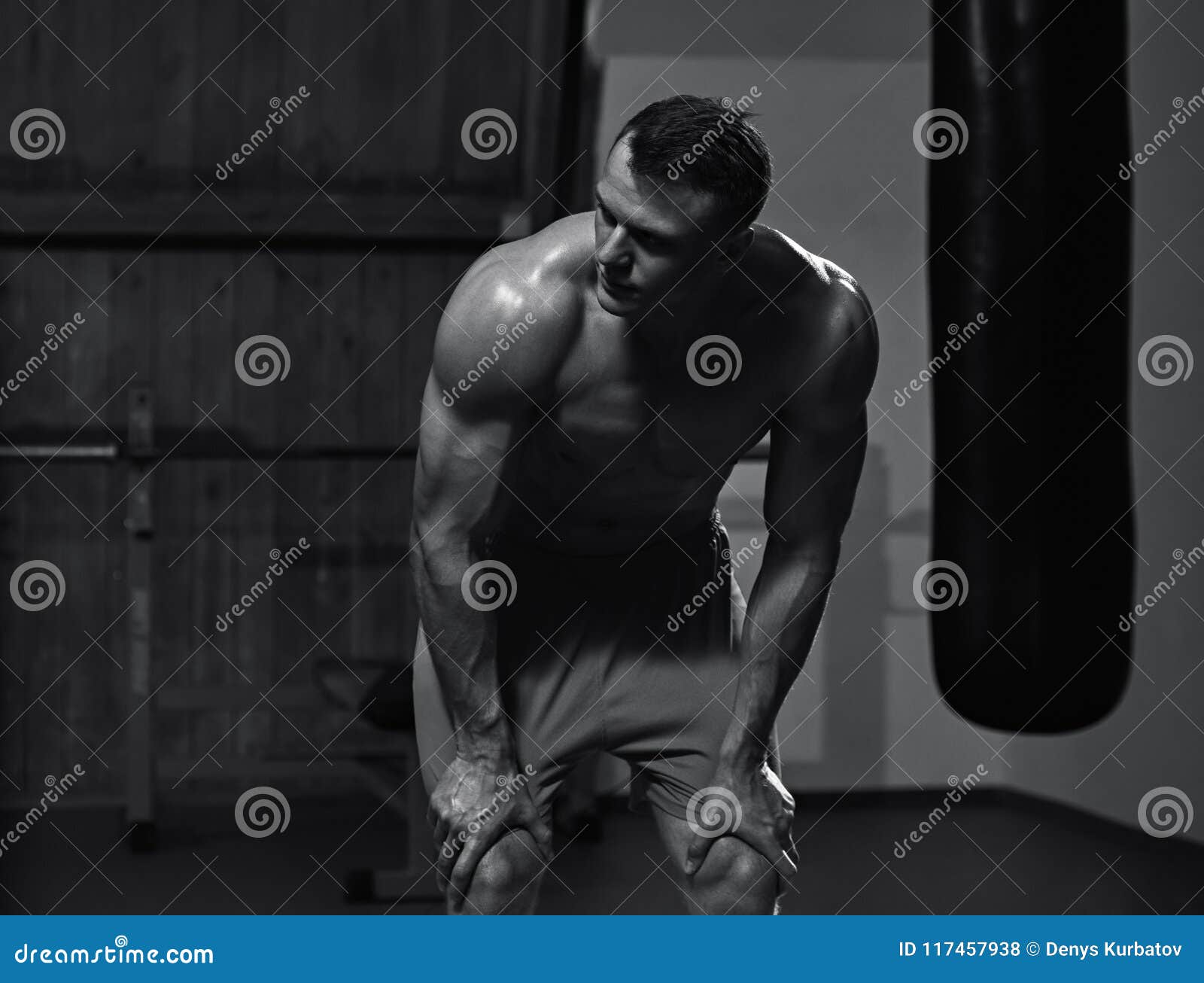 Tired athlete resting stock photo. Image of bodybuilder - 117457938