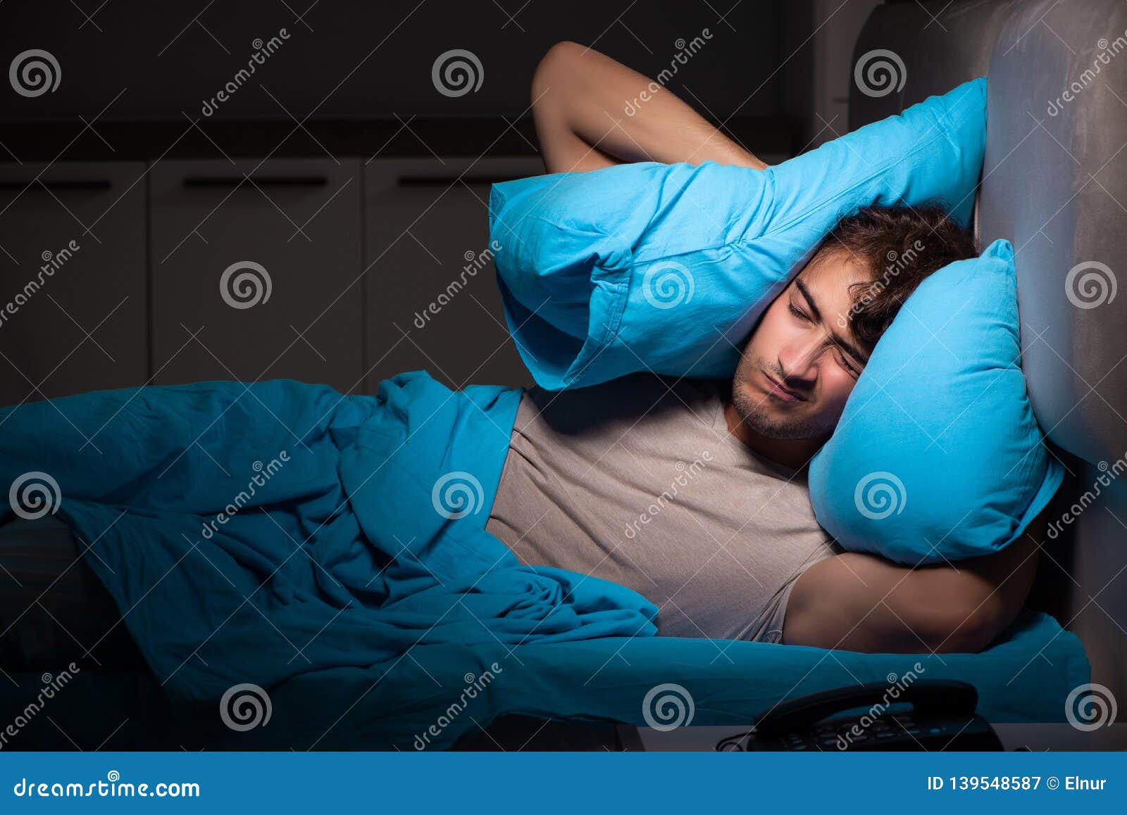 The Tired Exhausted Man Sleeping in His Bed Stock Image - Image of ...