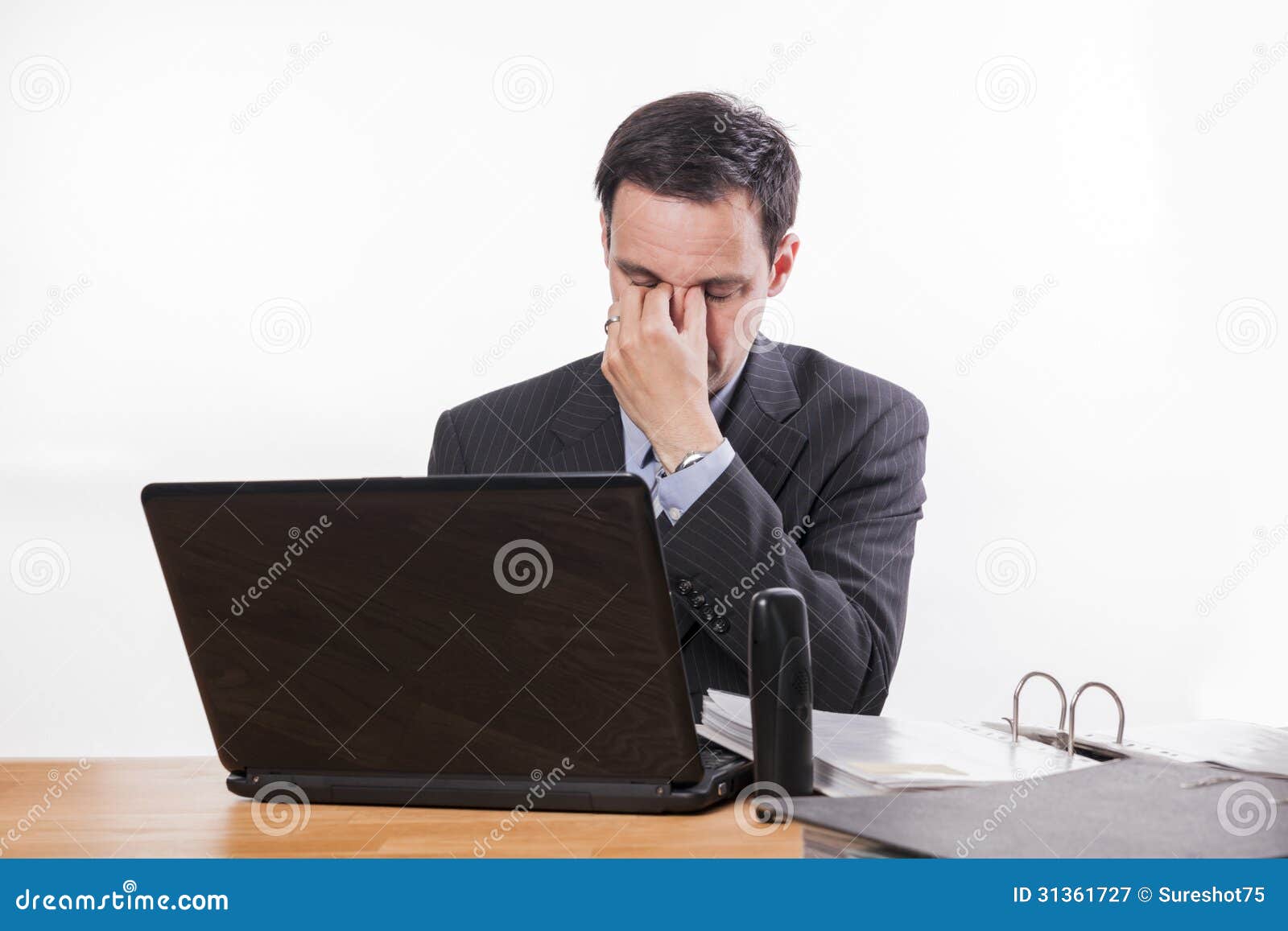Tired and Exhausted or Sad Employee Stock Image - Image of headache ...