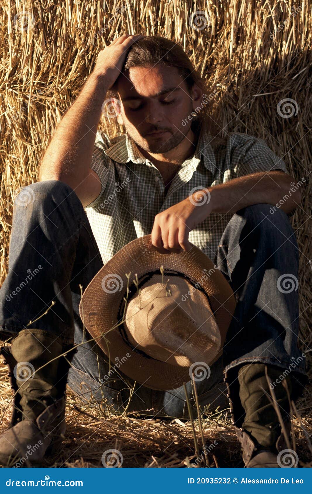 Tired Farmer stock photo. Image of peasant, full, cowboy - 20935232