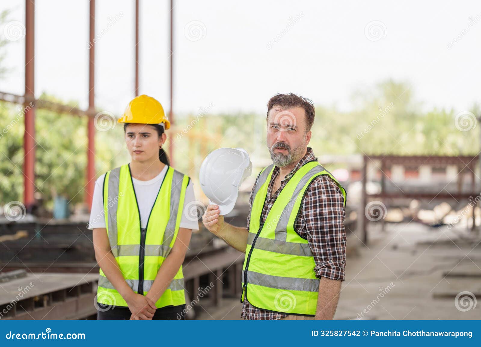 Tired Fatigued Engineer Worker Constructor Working in Construction Site ...