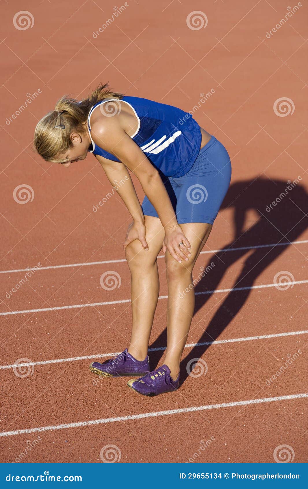Tired Female Athlete on Racing Track Stock Photo - Image of healthy ...