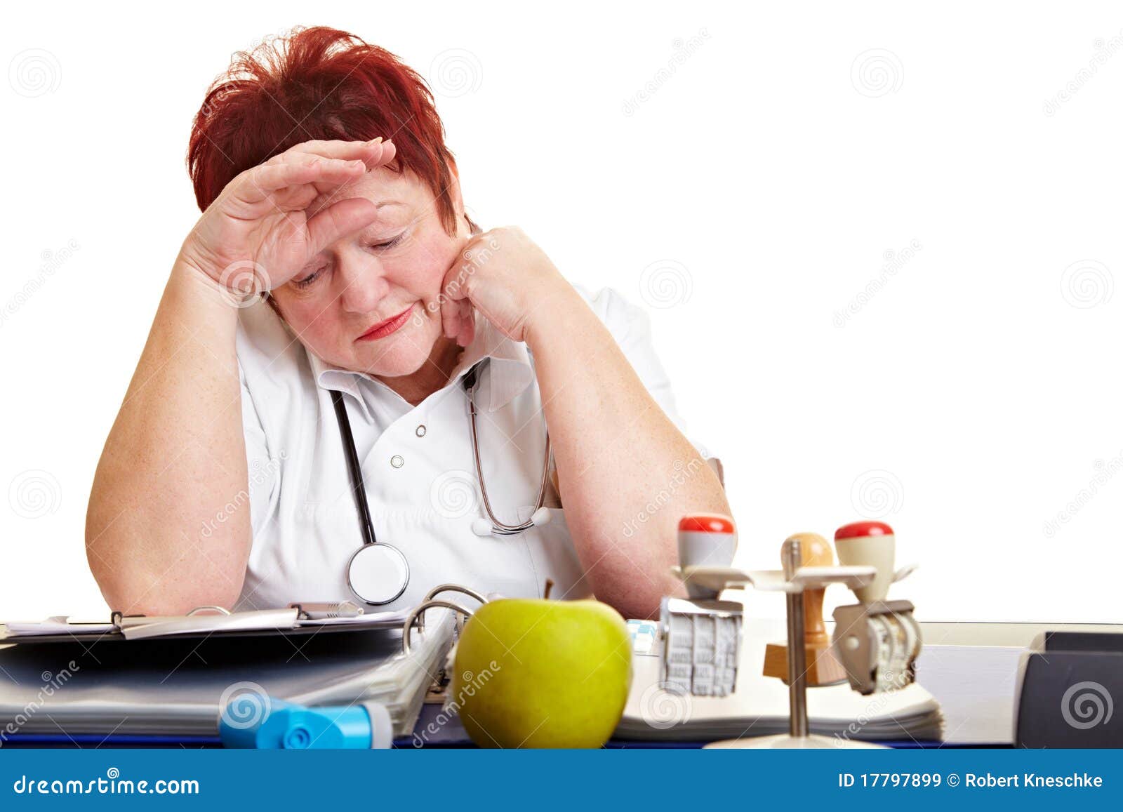 Tired Female Physician with Burnout Stock Image - Image of depression ...