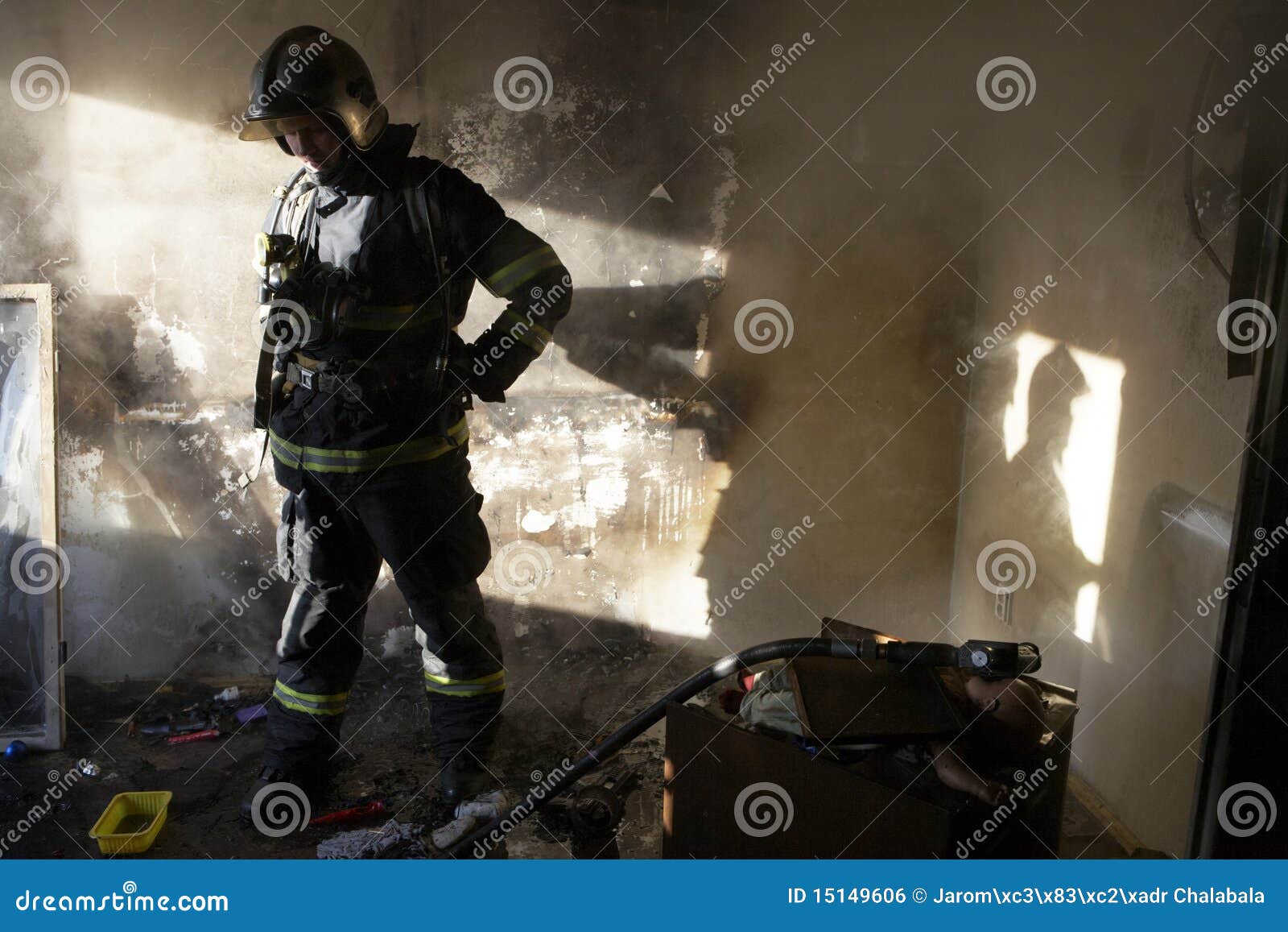 Tired firefighter editorial photo. Image of flat, fight - 15149606