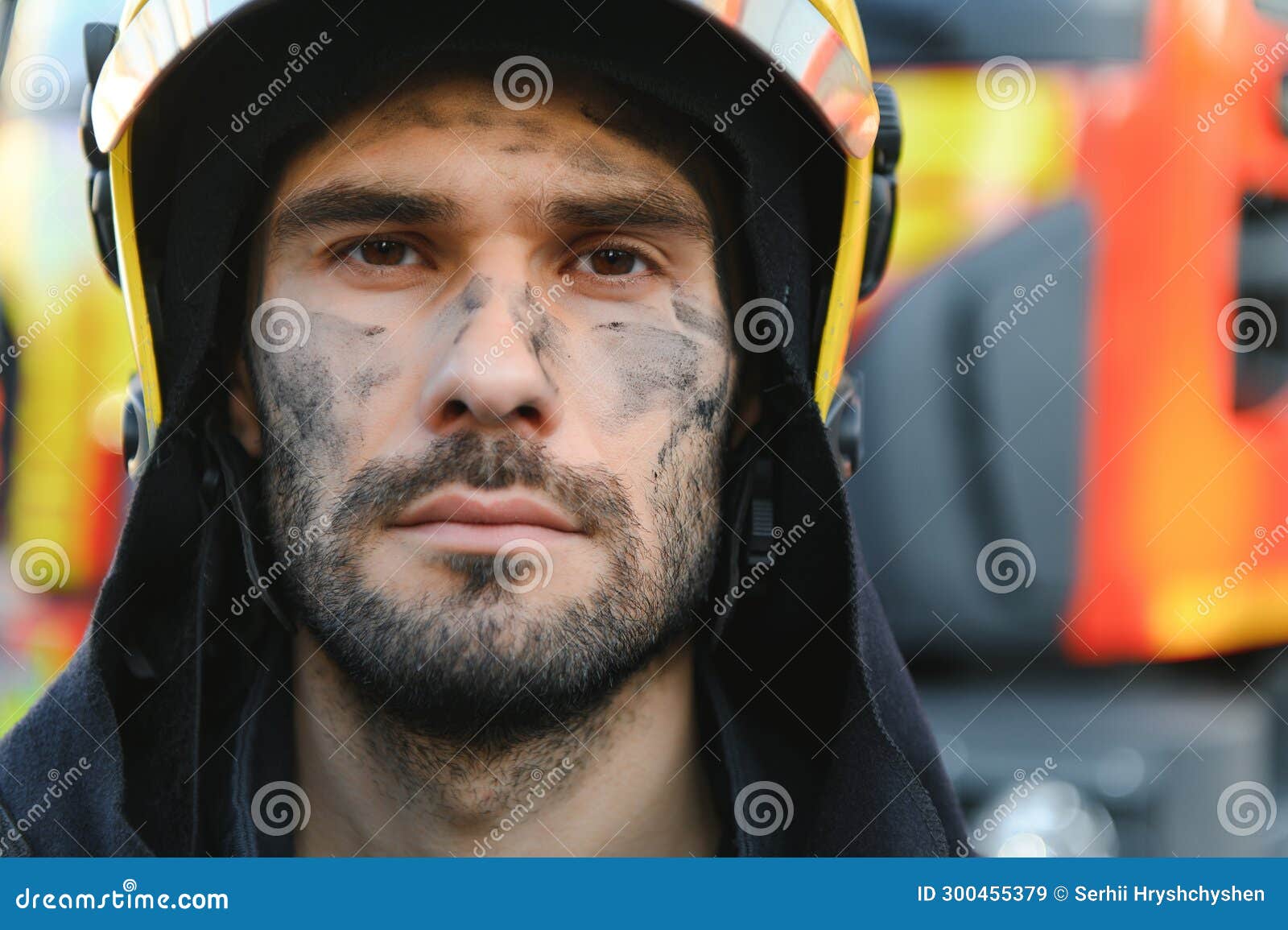 Tired Firefighter after Work in a Fire Department Stock Image - Image ...