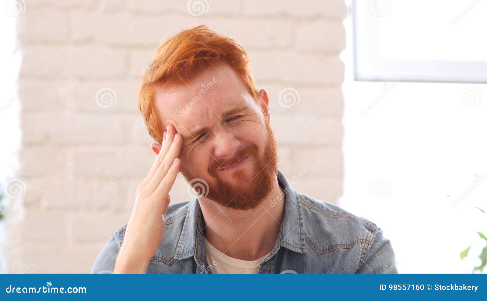 Tired Frustrated Man with Headache Portrait Stock Photo - Image of ...