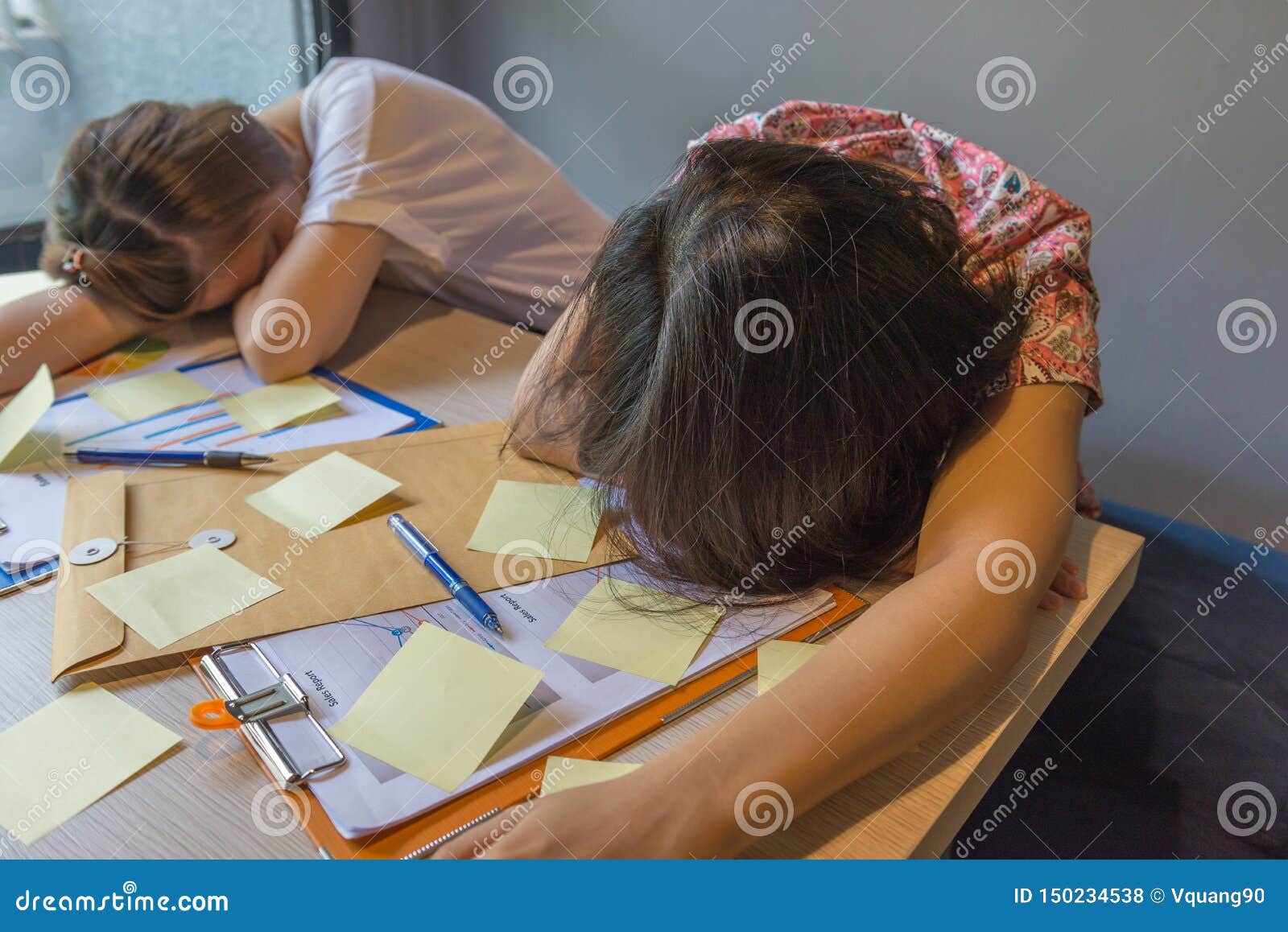 Tired and Frustrated Office Women Sleeping in Office Stock Photo ...