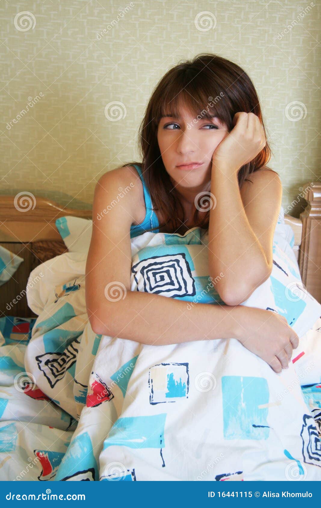 Tired girl stock image. Image of work, quilt, temperature - 16441115
