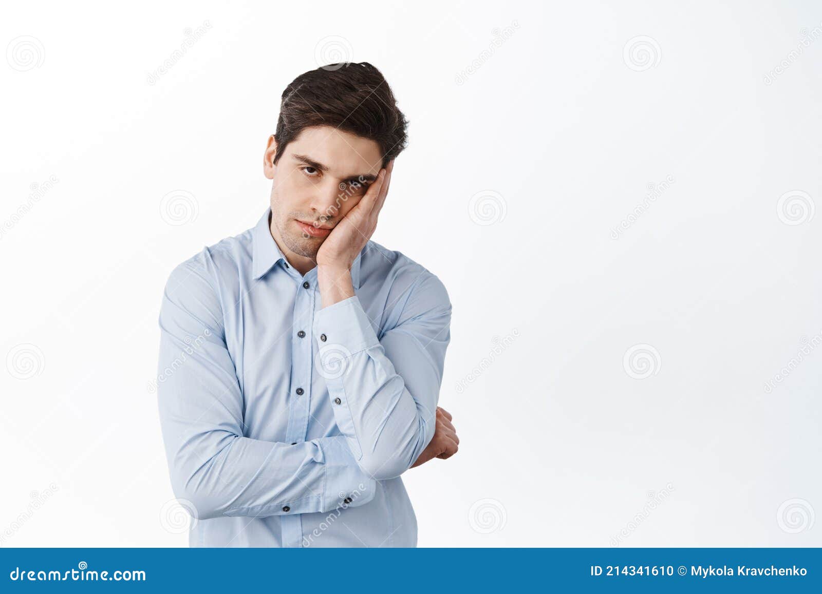 Tired Grumpy Office Worker, Looking with Angry Distressed Face and Dark ...