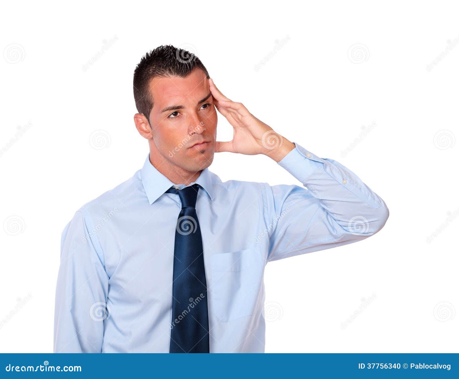 Tired Hispanic Man with Head Pain Stock Photo - Image of hispanic ...