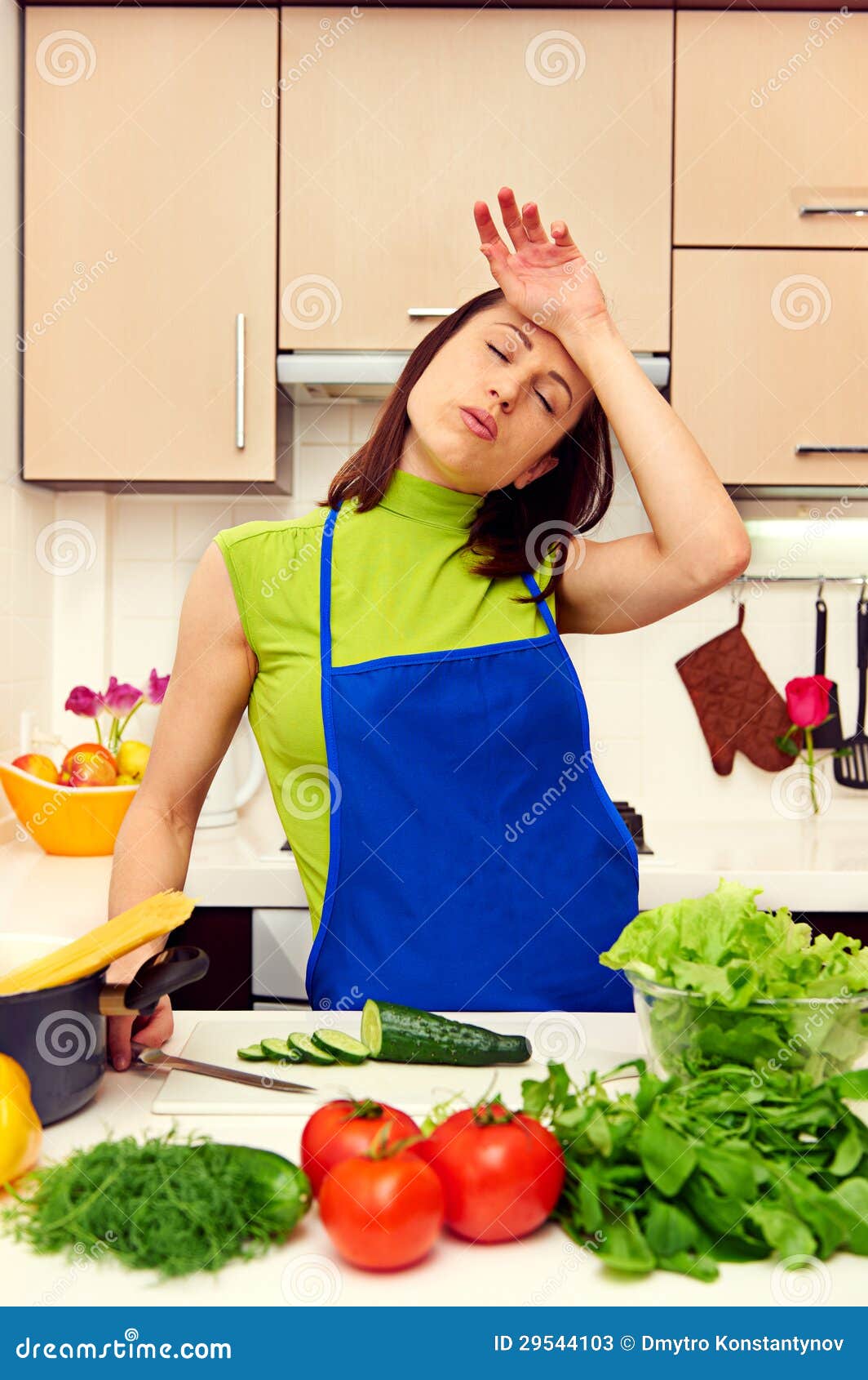 Tired Housewife Preparing Dinner Stock Image - Image of cooking ...