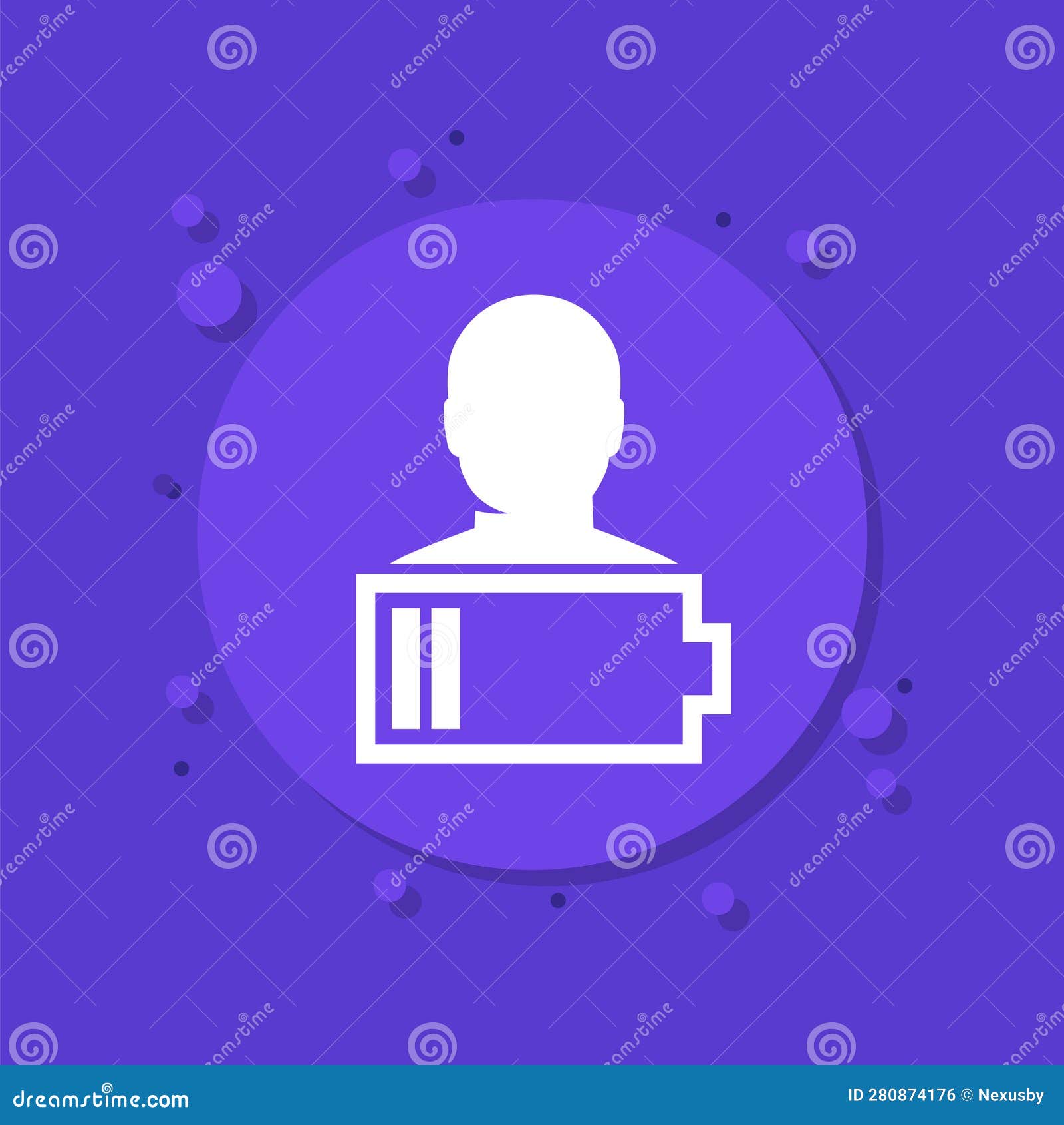Tired Icon with Low Battery and Man, Vector Stock Vector - Illustration ...