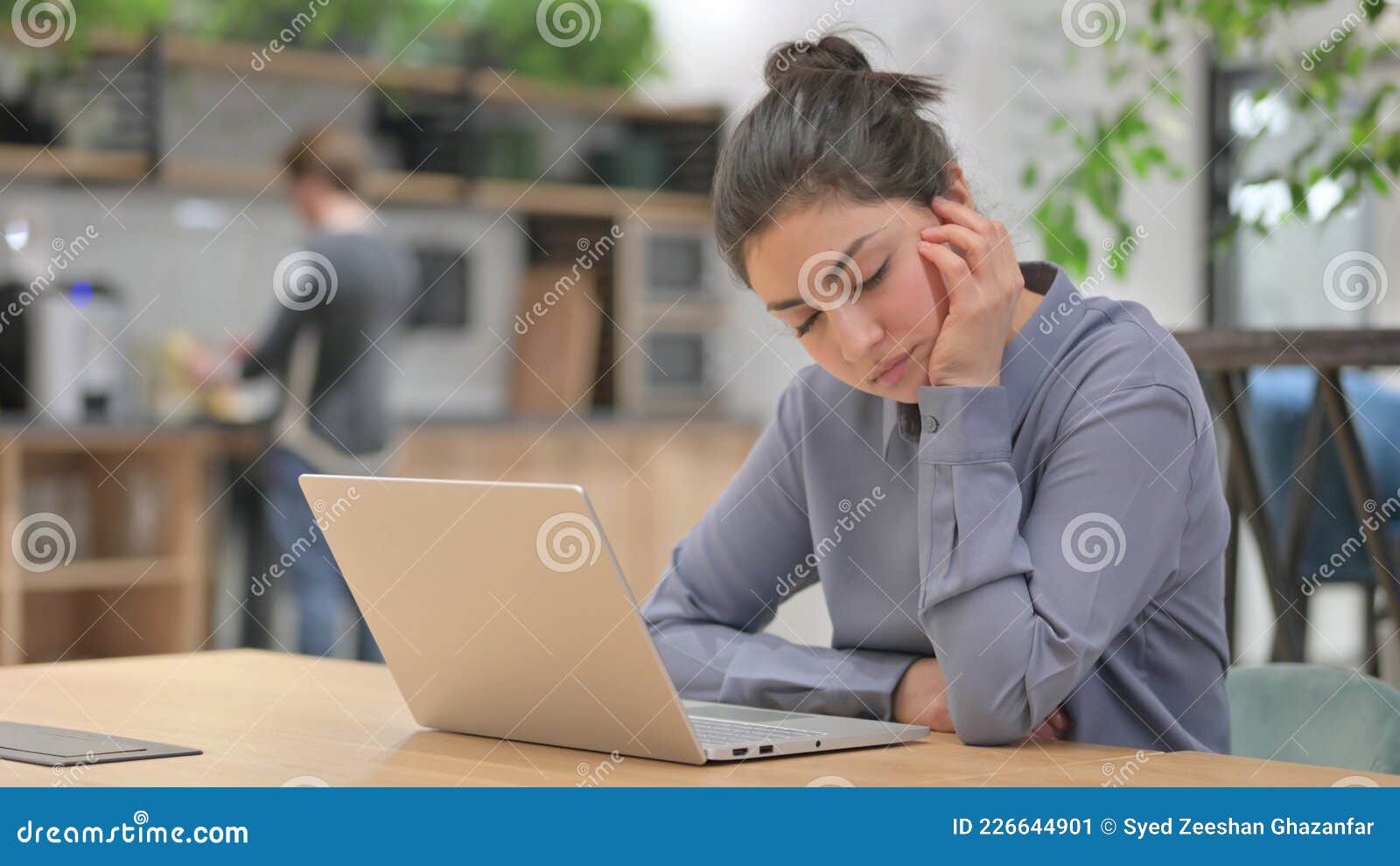 Tired Indian Woman Taking Nap while Working in Office Stock Image ...