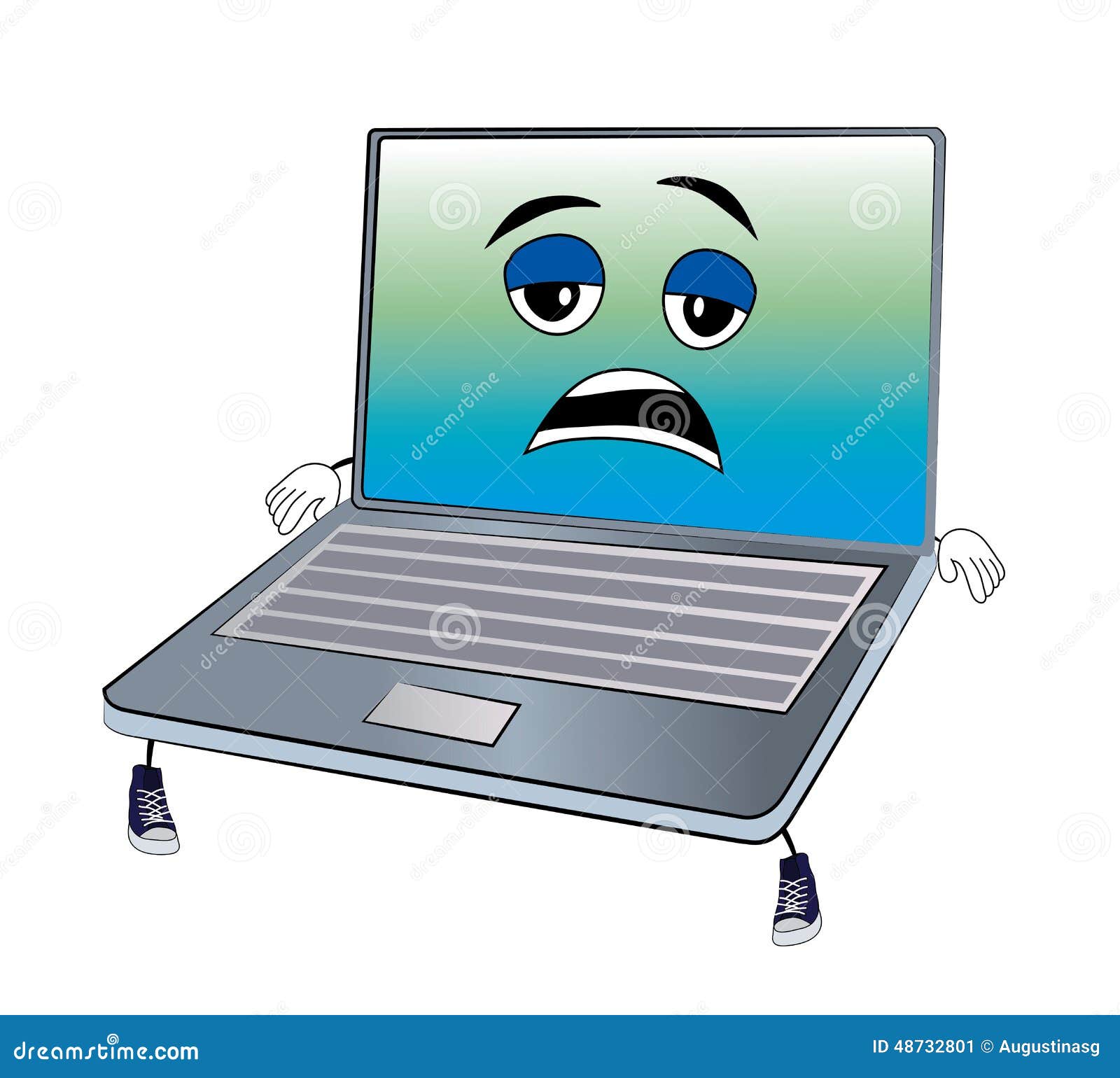 Tired laptop cartoon stock illustration. Illustration of object - 48732801