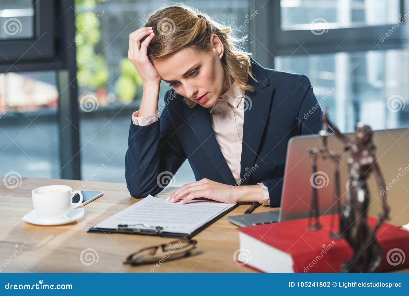 Tired lawyer at workplace stock photo. Image of people - 105241802