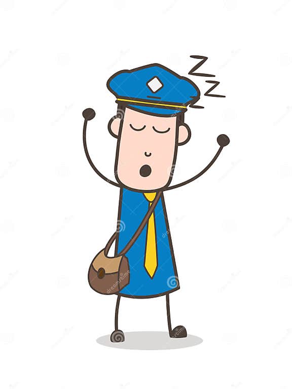 Tired Mailman Sleeping and Snoring Stock Illustration - Illustration of ...