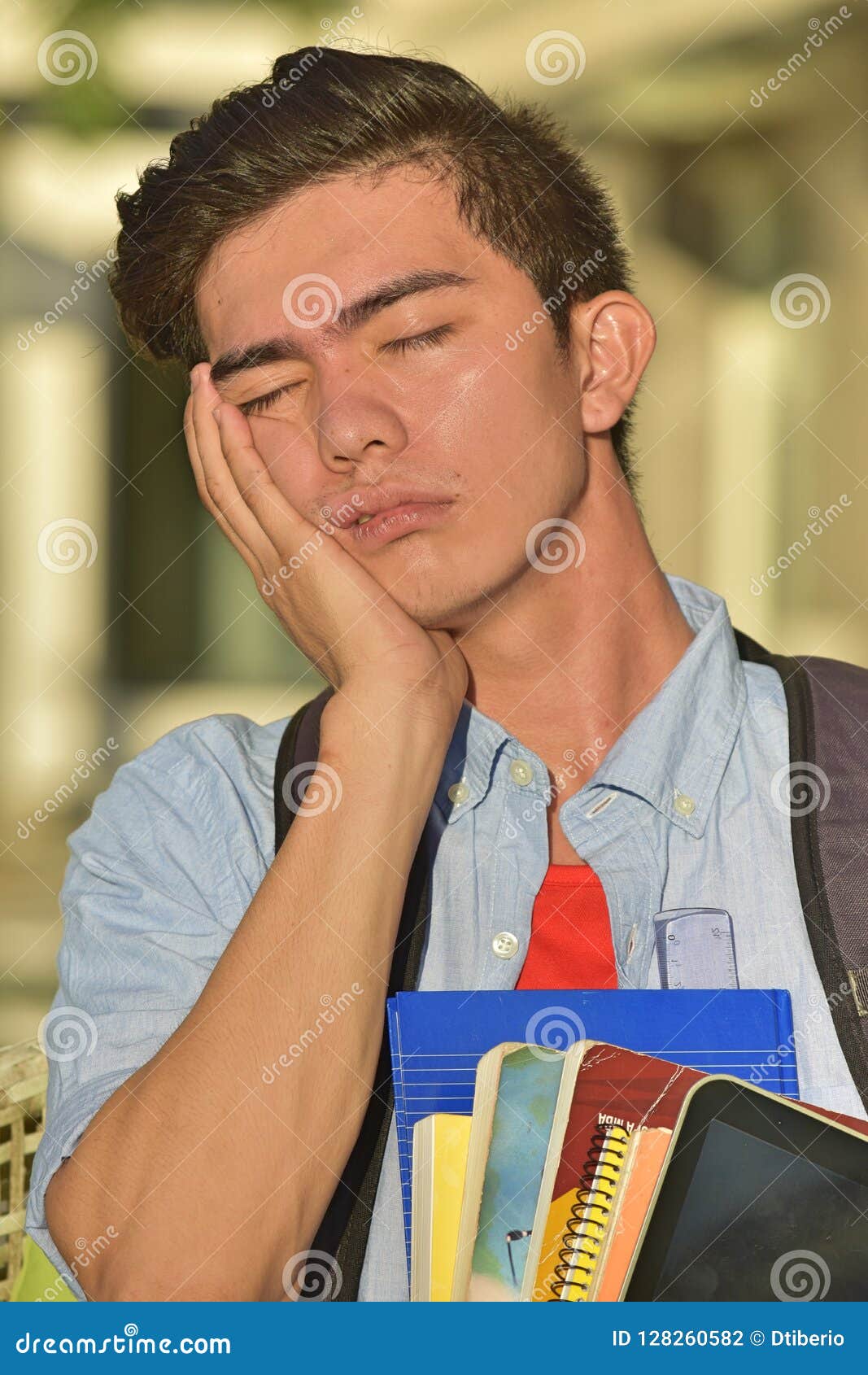 Tired Male Student stock photo. Image of masculine, tired - 128260582