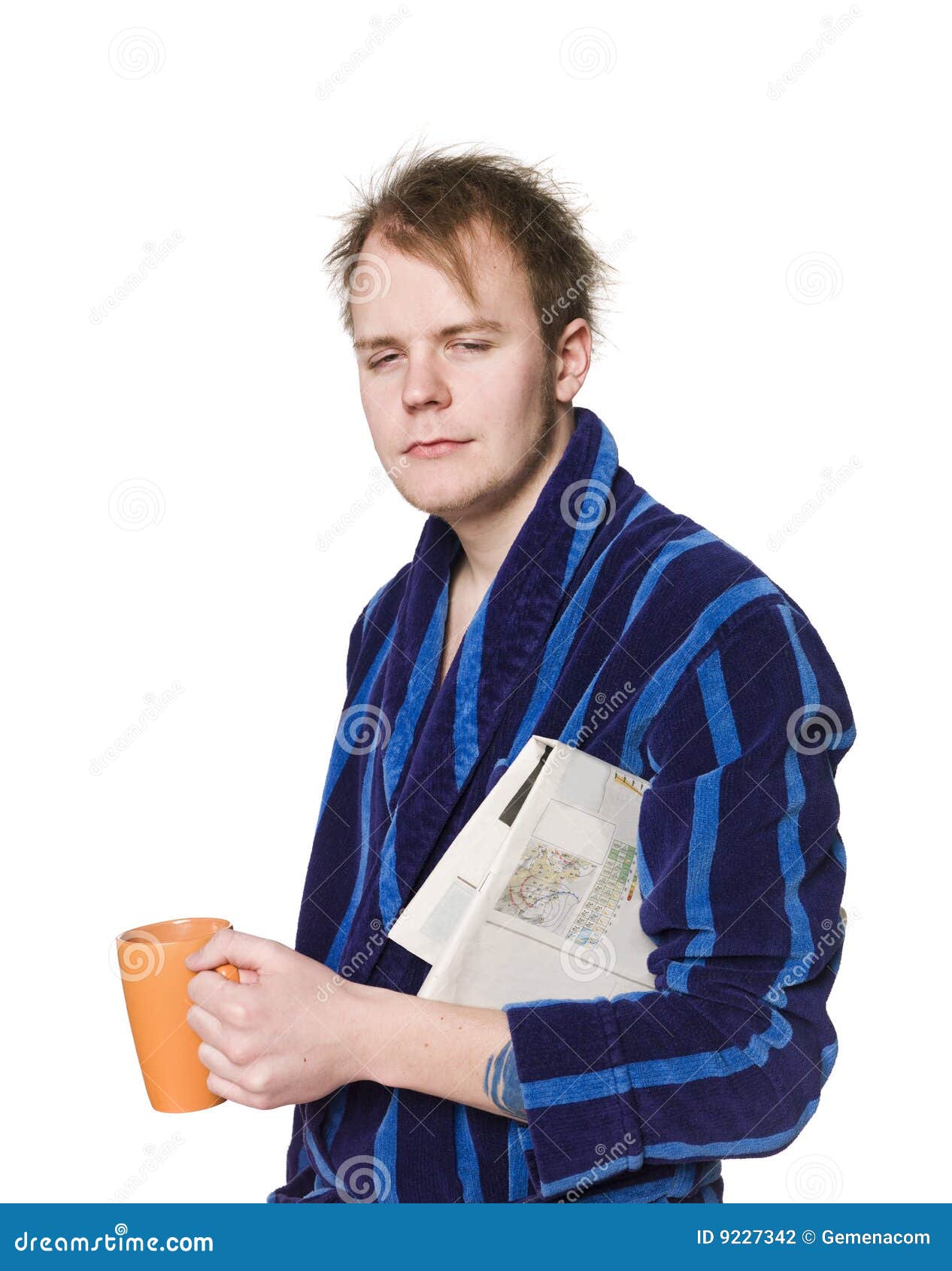 Tired man stock photo. Image of robe, person, housecoat - 9227342