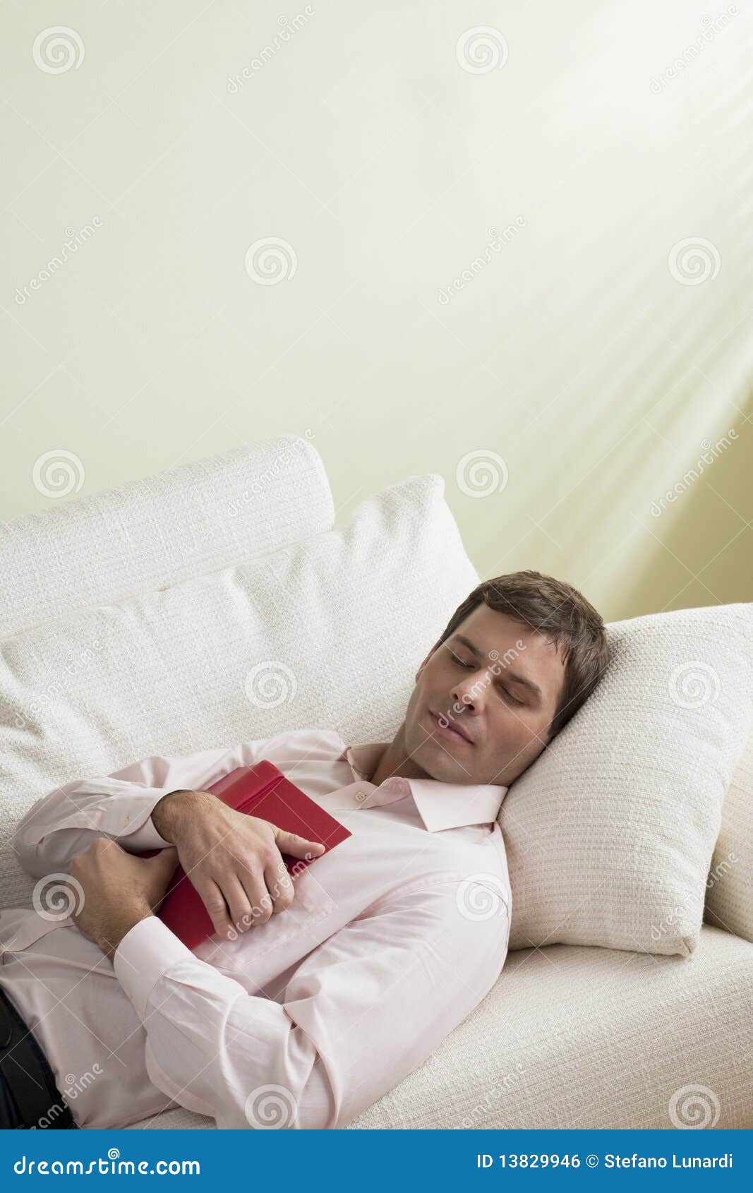Tired Man Asleep on the Couch Stock Photo - Image of tired, color: 13829946