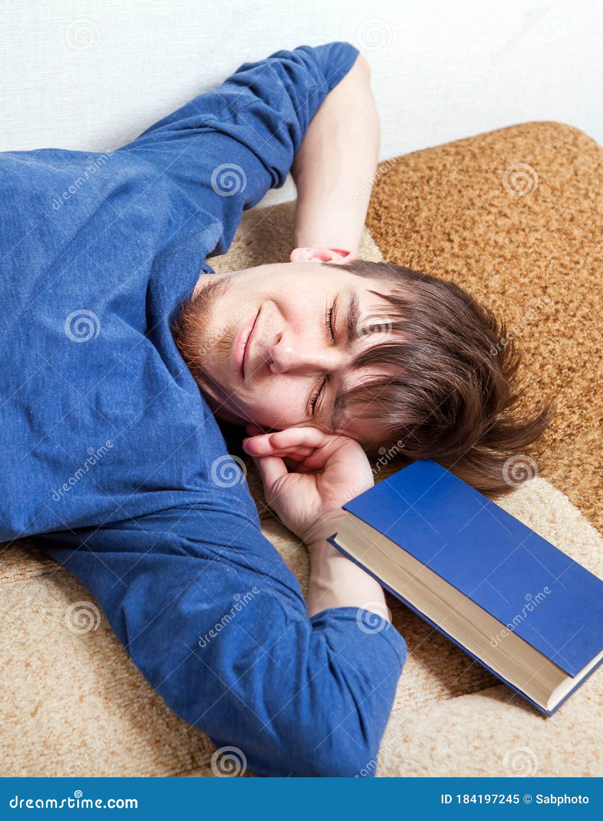 Tired Man with a Book stock image. Image of home, ennui - 184197245
