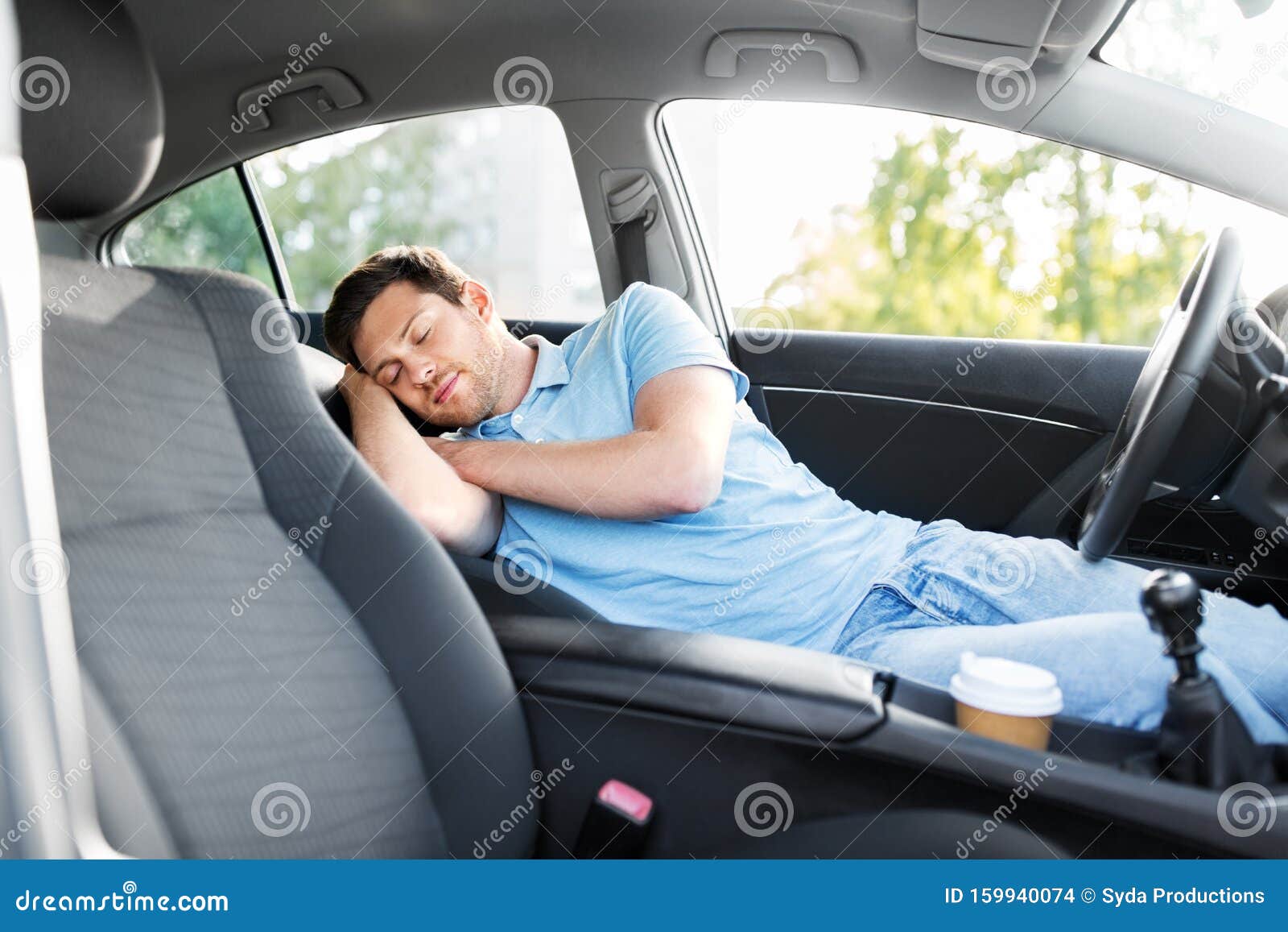 Tired Man or Driver Sleeping in Car Stock Photo - Image of asleep ...