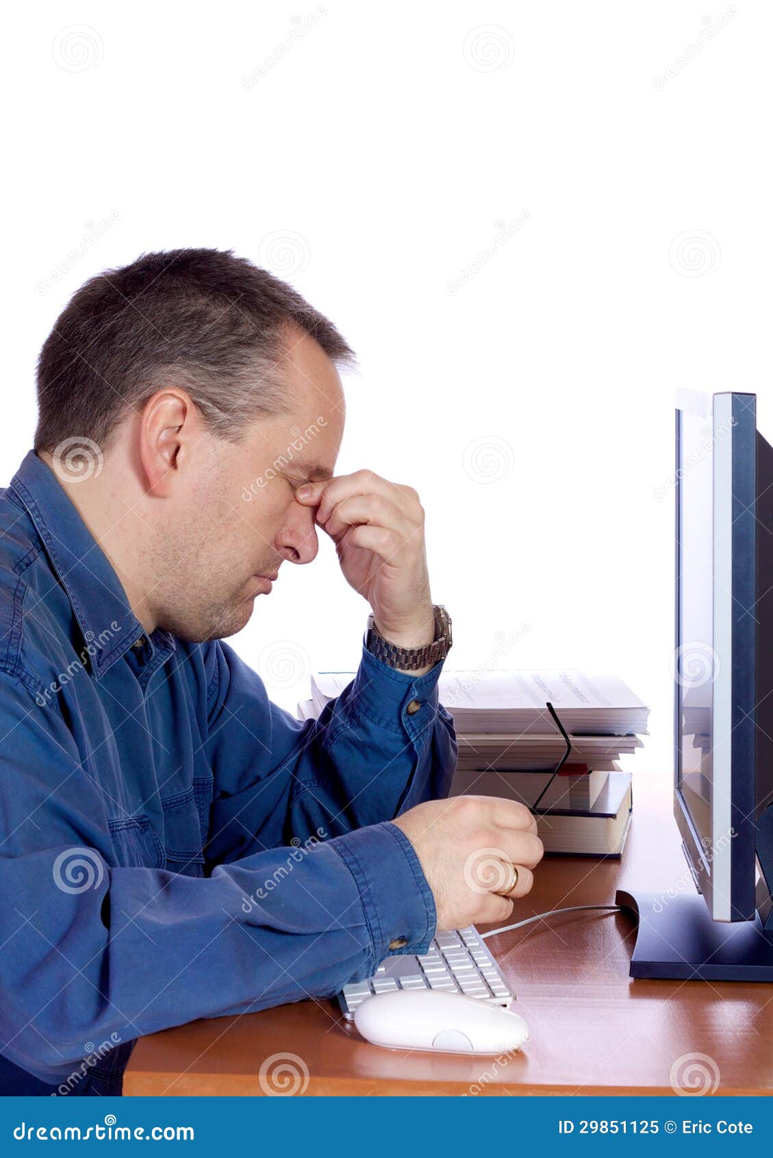 Tired computer guy stock image. Image of keyboard, adult - 29851125