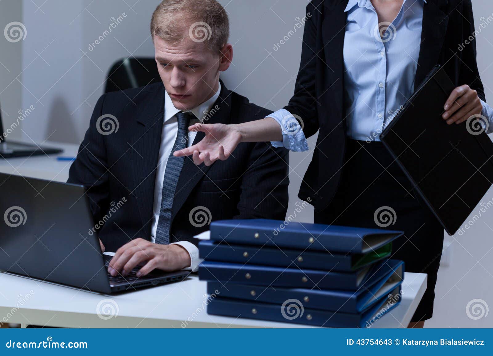 Tired Man and His Female Boss Stock Image - Image of crisis, office ...