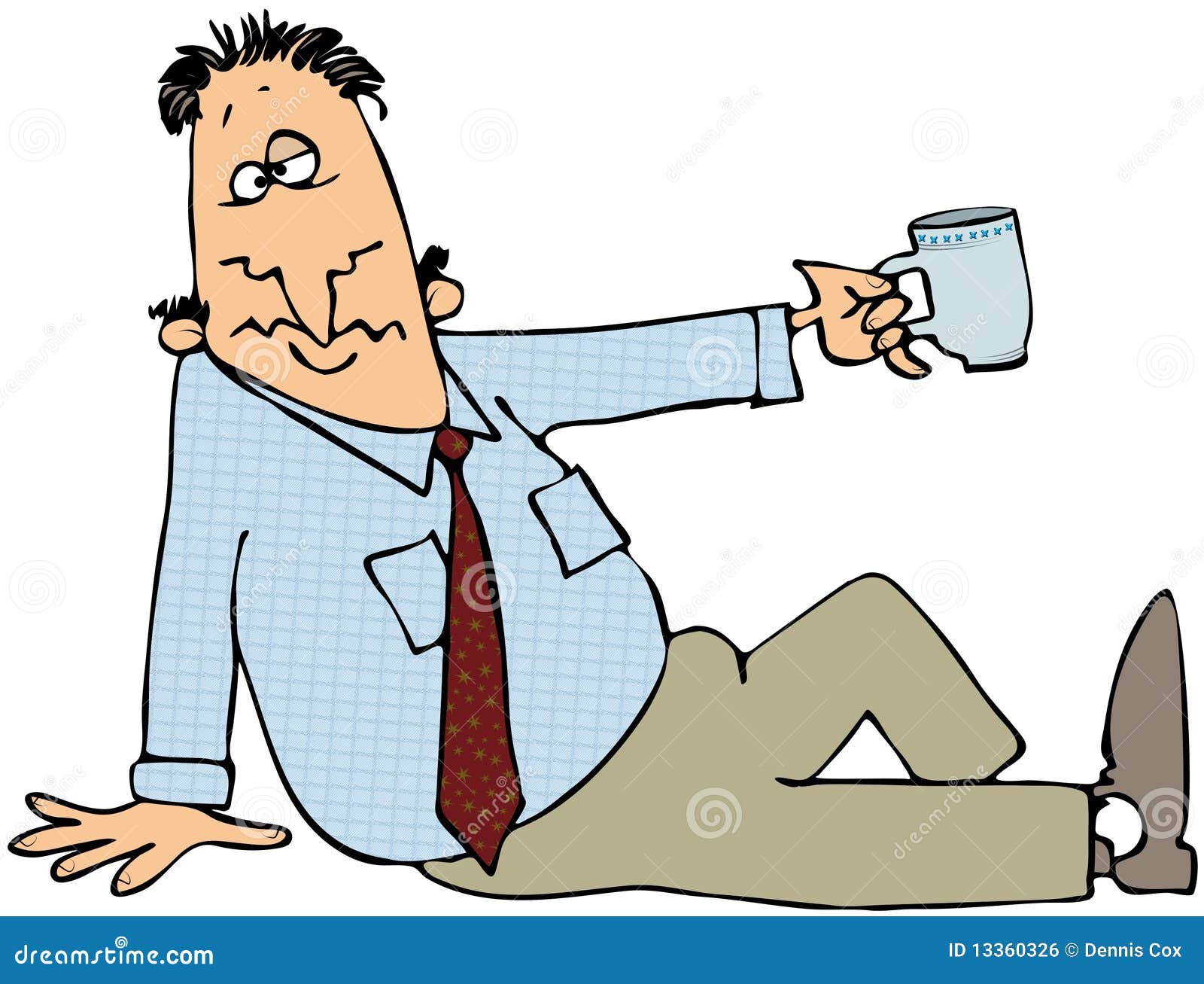 Tired Man Holding Out a Cup. Stock Illustration - Illustration of ...