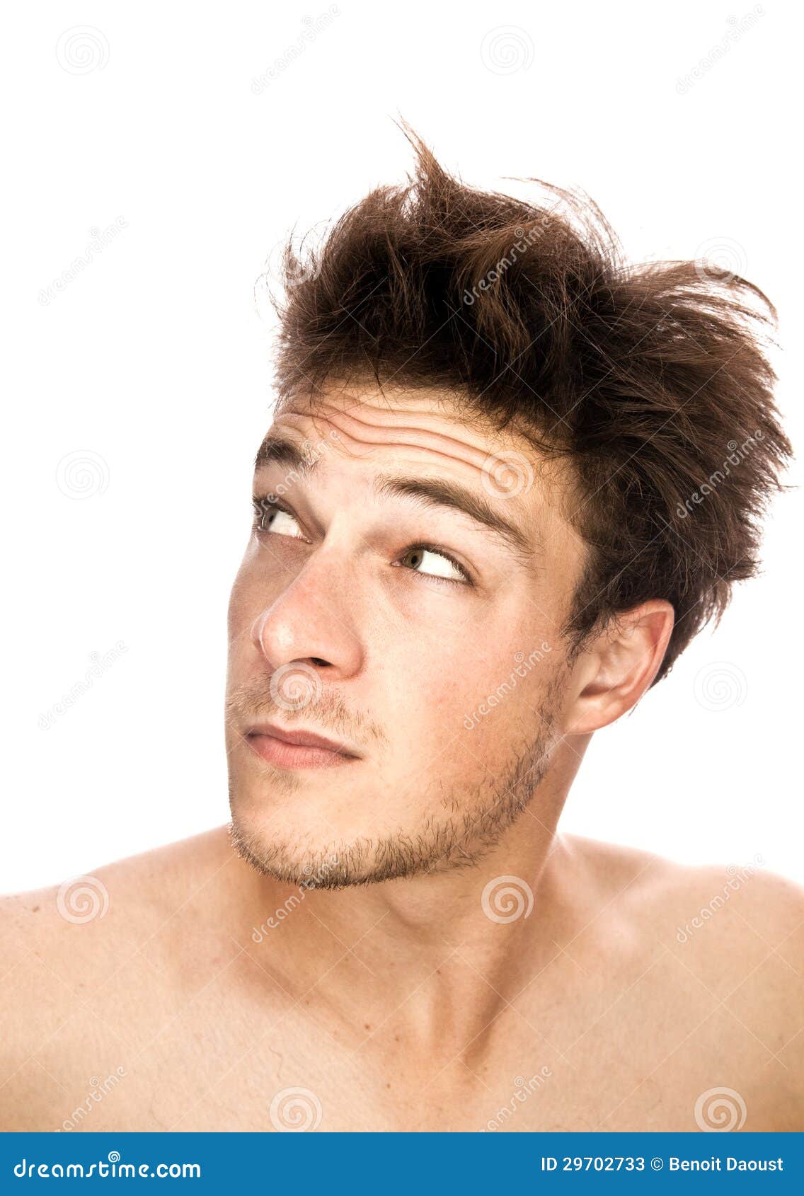 Tired Man Looking on the Left Side Stock Image - Image of person, male ...