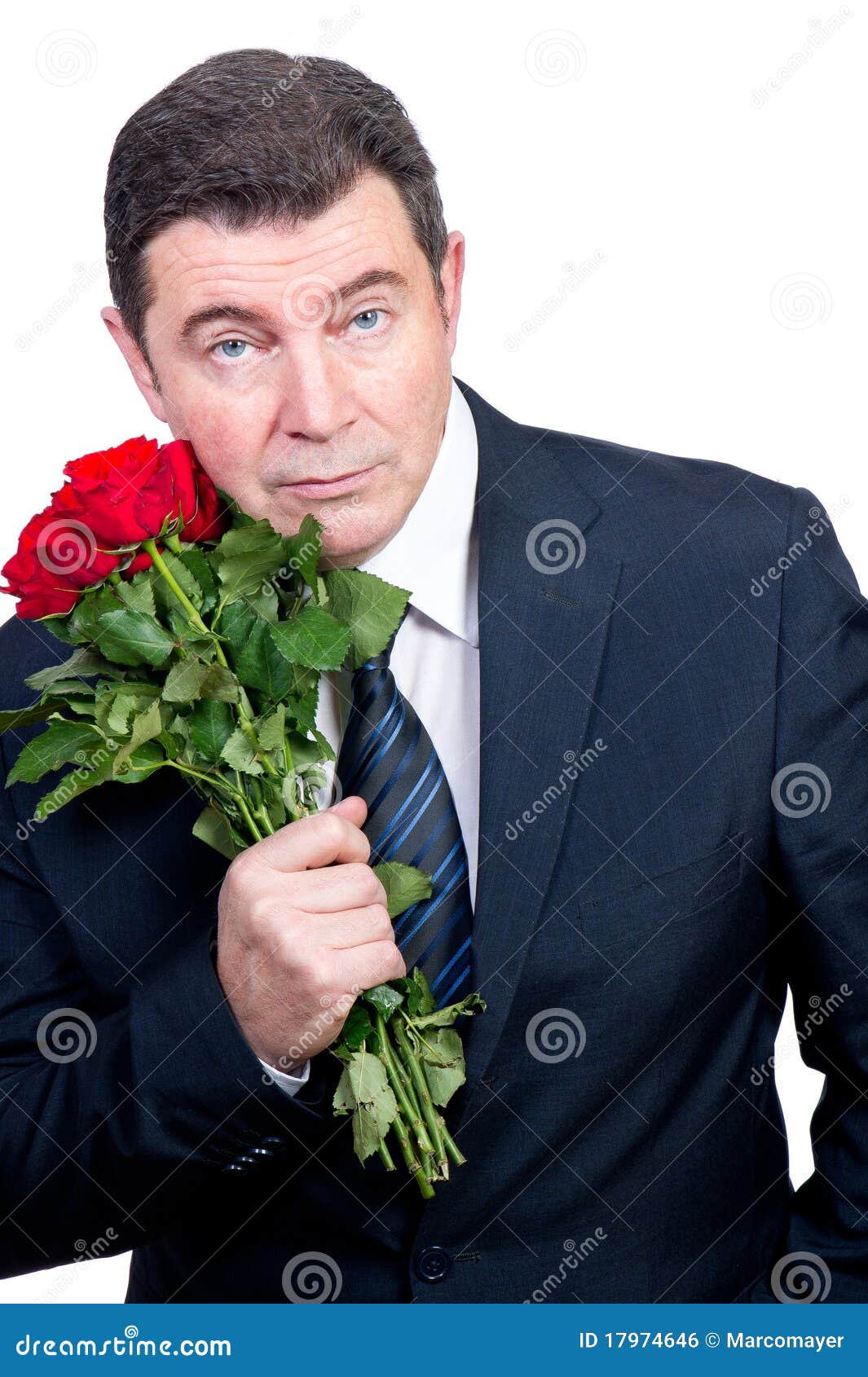 Tired Man with Roses Waiting Stock Photo - Image of adult, girlfriend ...