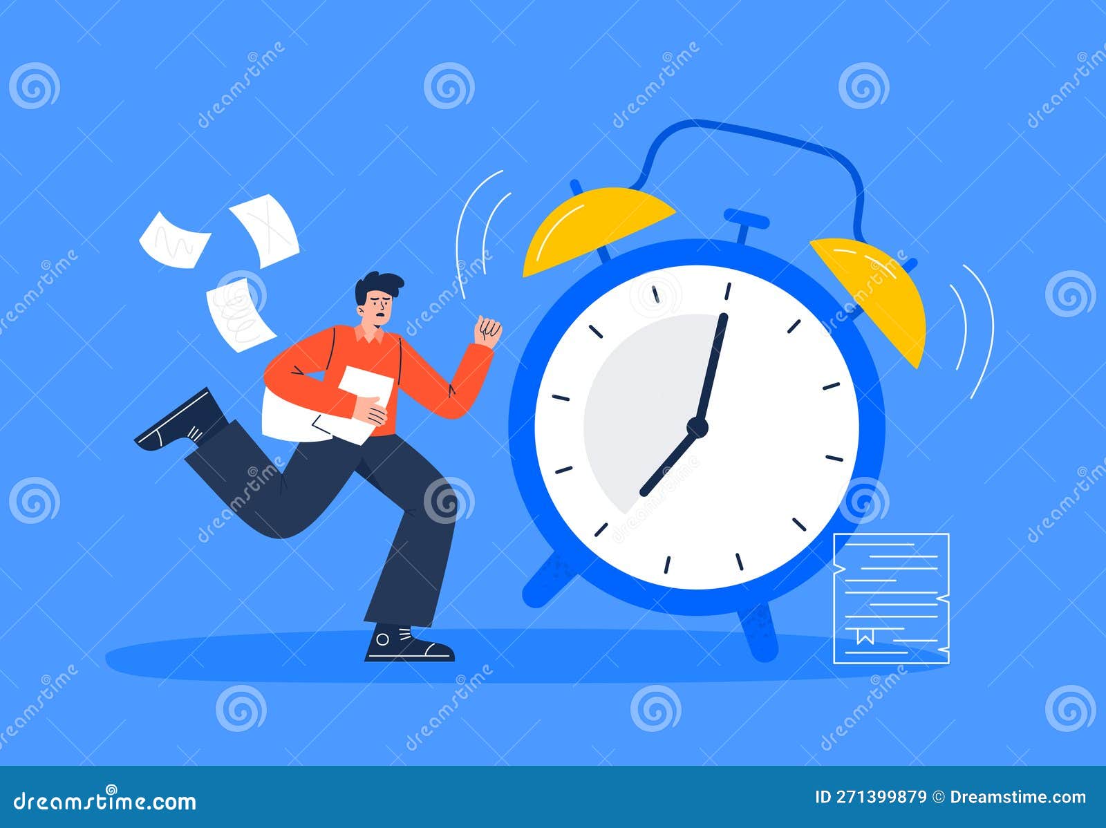 A Tired Man Running with a Lot of Paperwork. a Worker Rushing in a ...