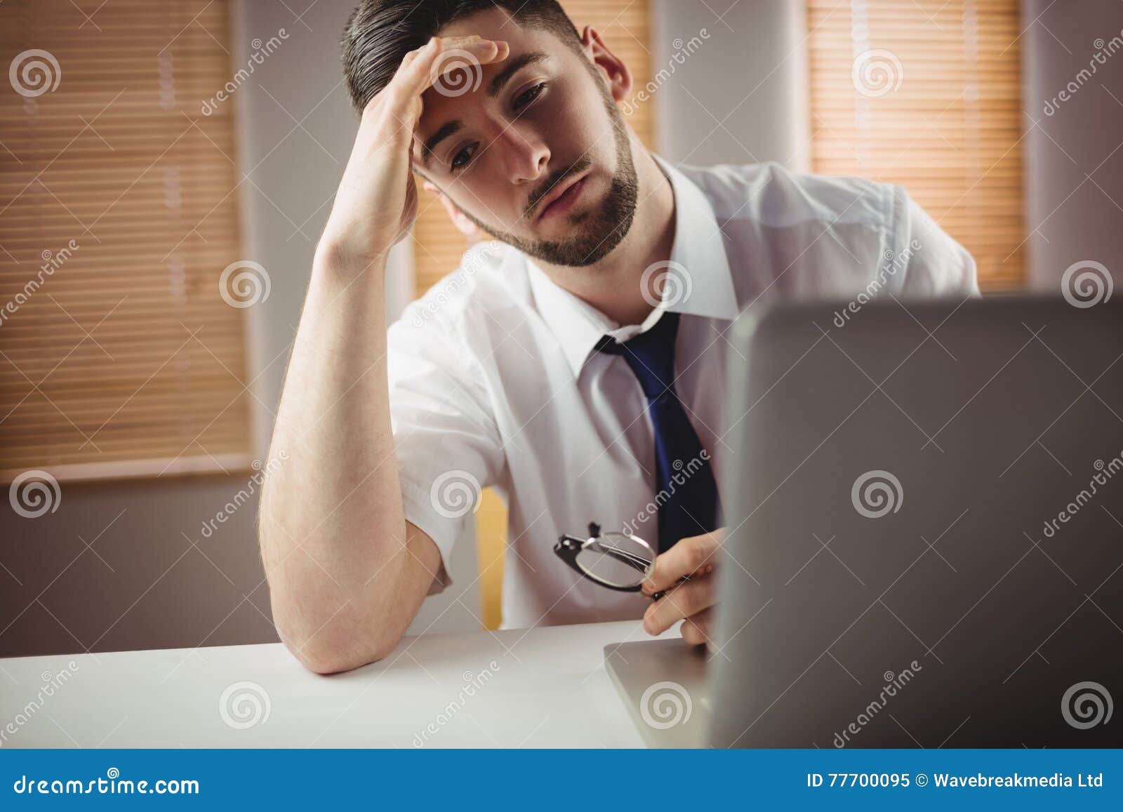 Tired Man Sitting in Office Stock Image - Image of bureau, profession ...