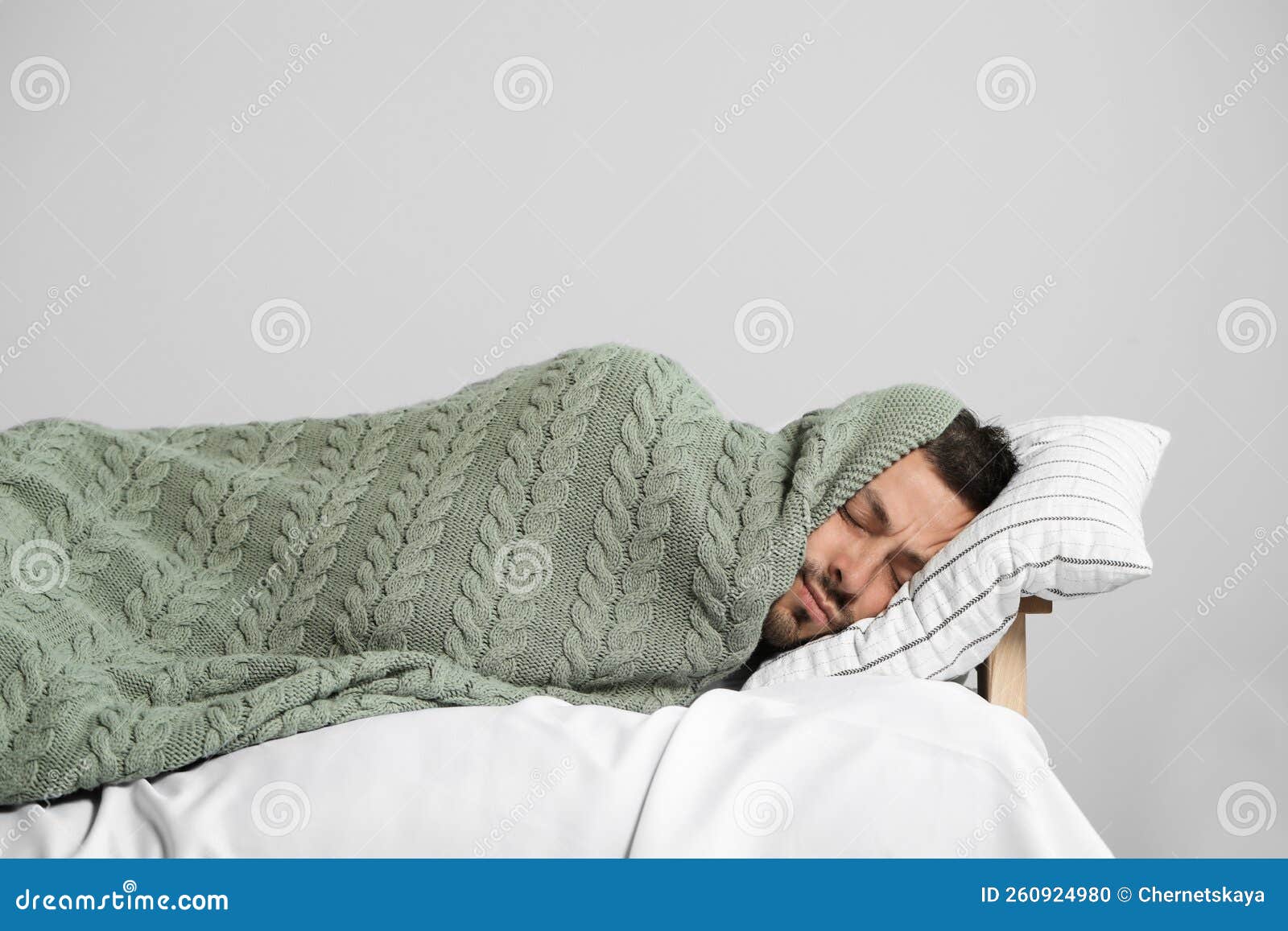 Tired Man Sleeping in Bed at Home Stock Photo - Image of deprived, lazy ...