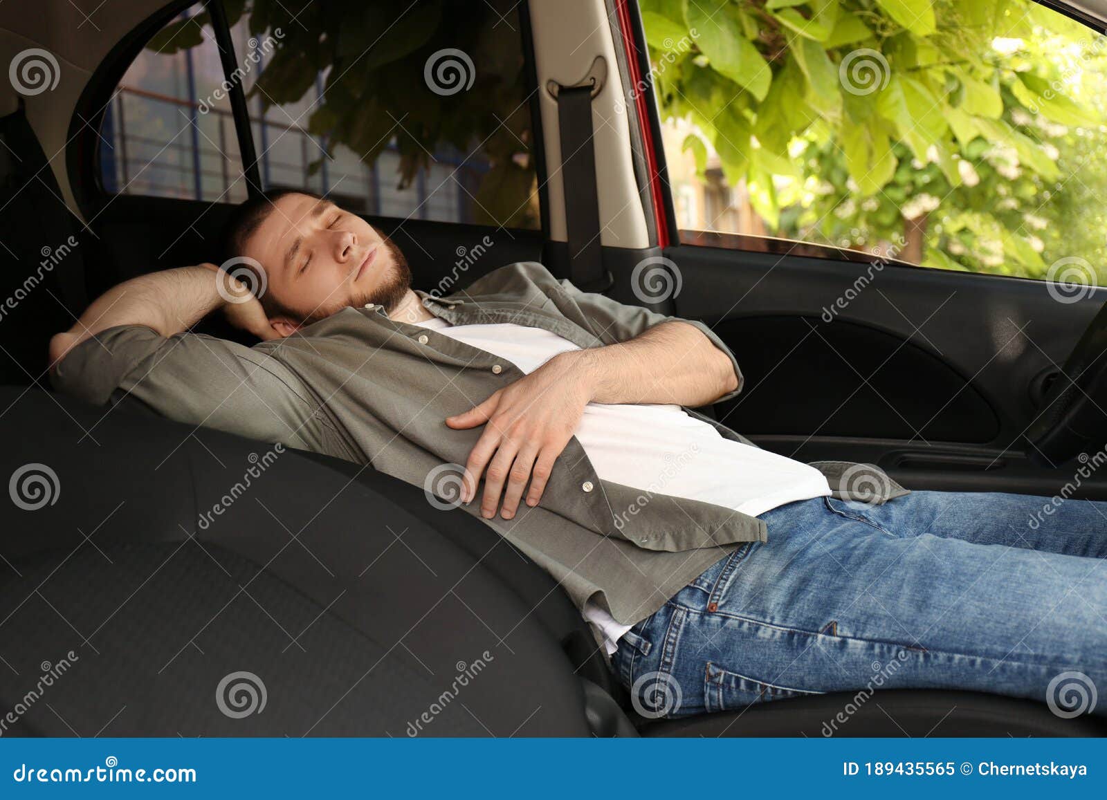Tired Man Sleeping in His Car Stock Image - Image of automobile, modern ...