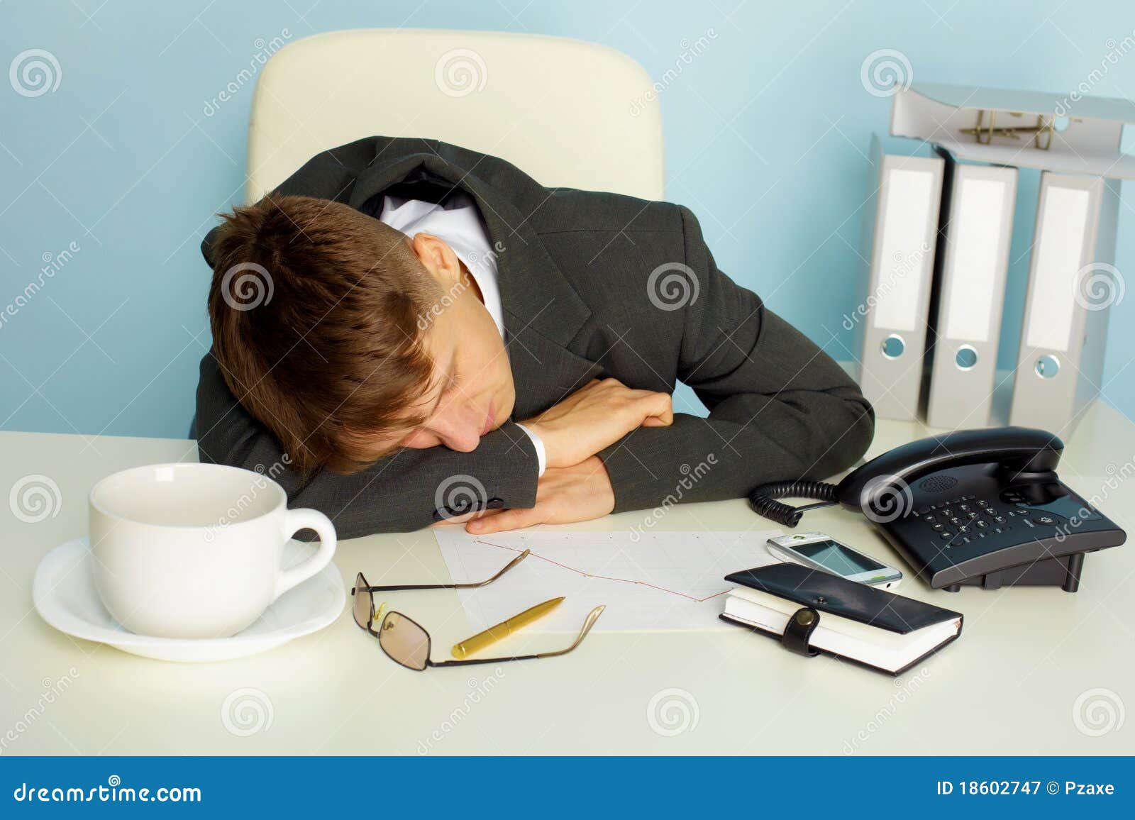 Tired Man Sleeping on a Table Stock Image - Image of asleep, adult ...