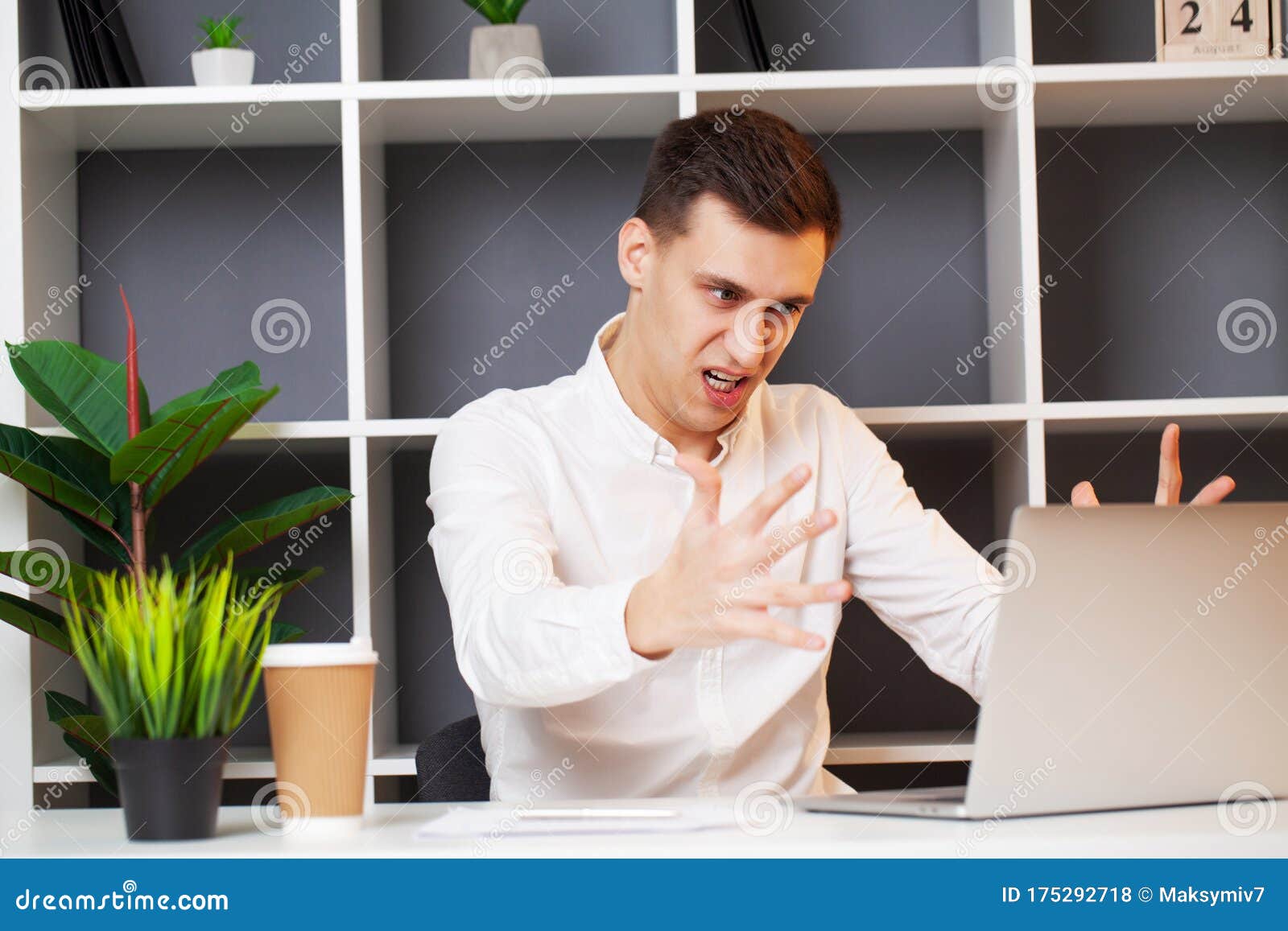 Tired Man Working at the Computer in the Office Stock Photo - Image of ...