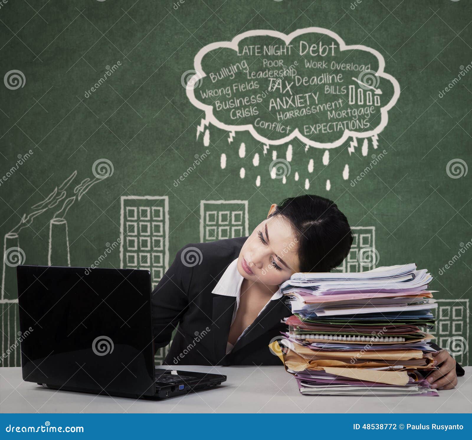 Tired Manager Facing Many Problems Stock Photo - Image of computer ...