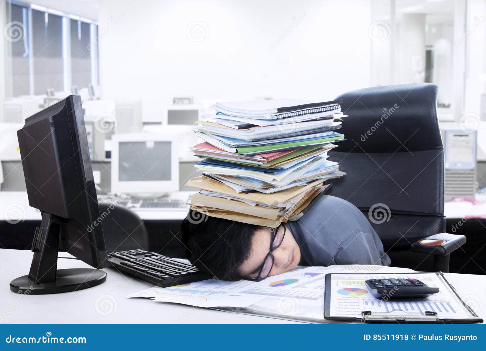 Tired Manager Resting with Paperwork Stock Photo - Image of file ...